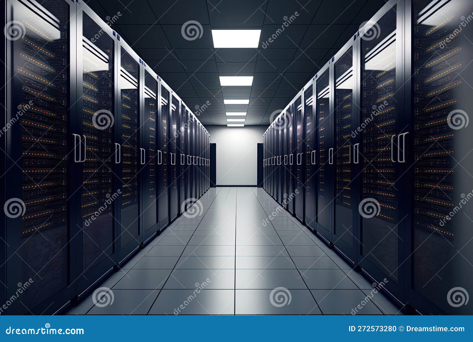 Data Center with Server Racks in the Room Stock Illustration ...