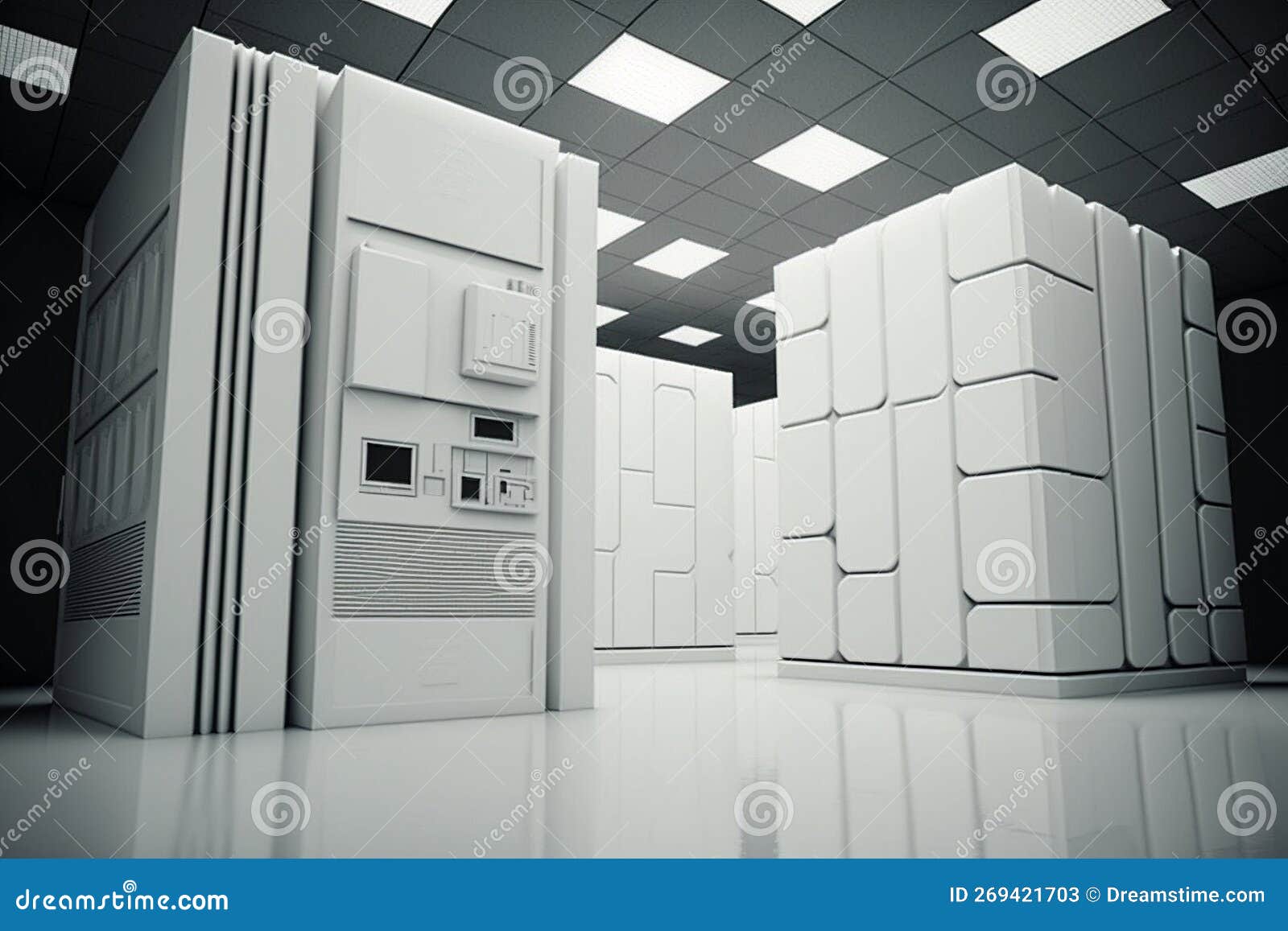 Data Center in a Server Room Created with Generative AI Technology ...