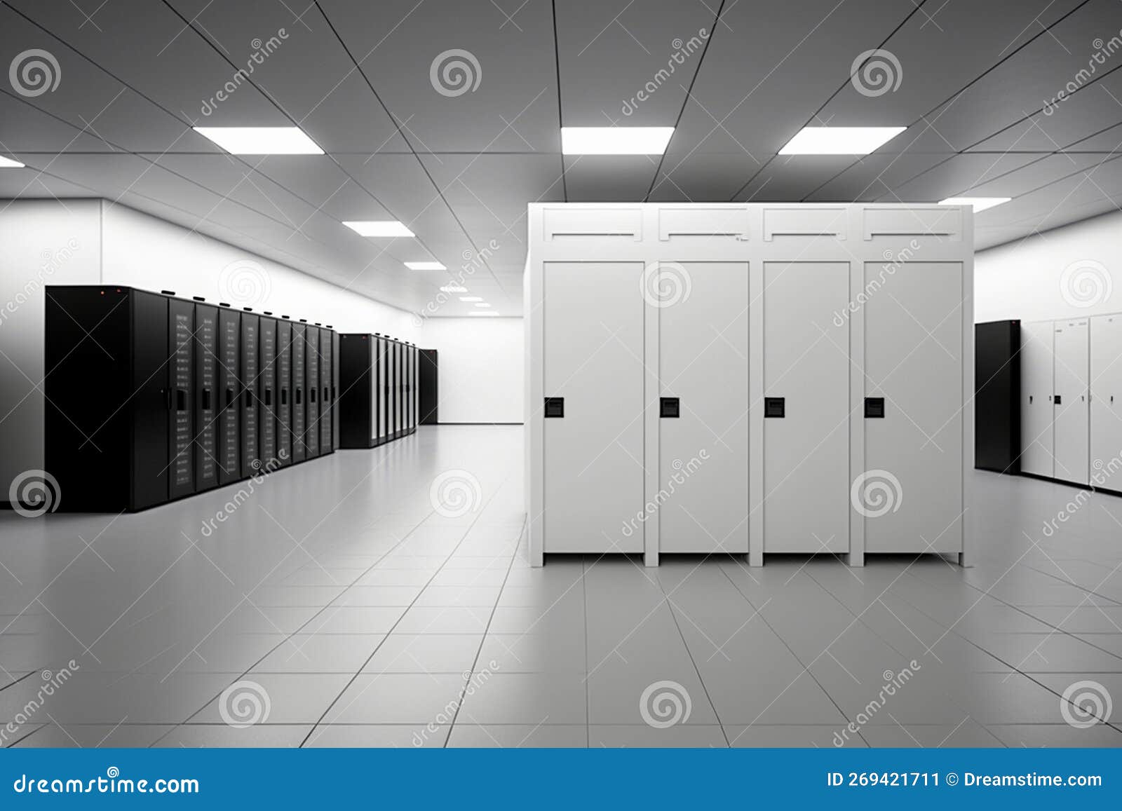 Data Center in a Server Room Created with Generative AI Technology ...