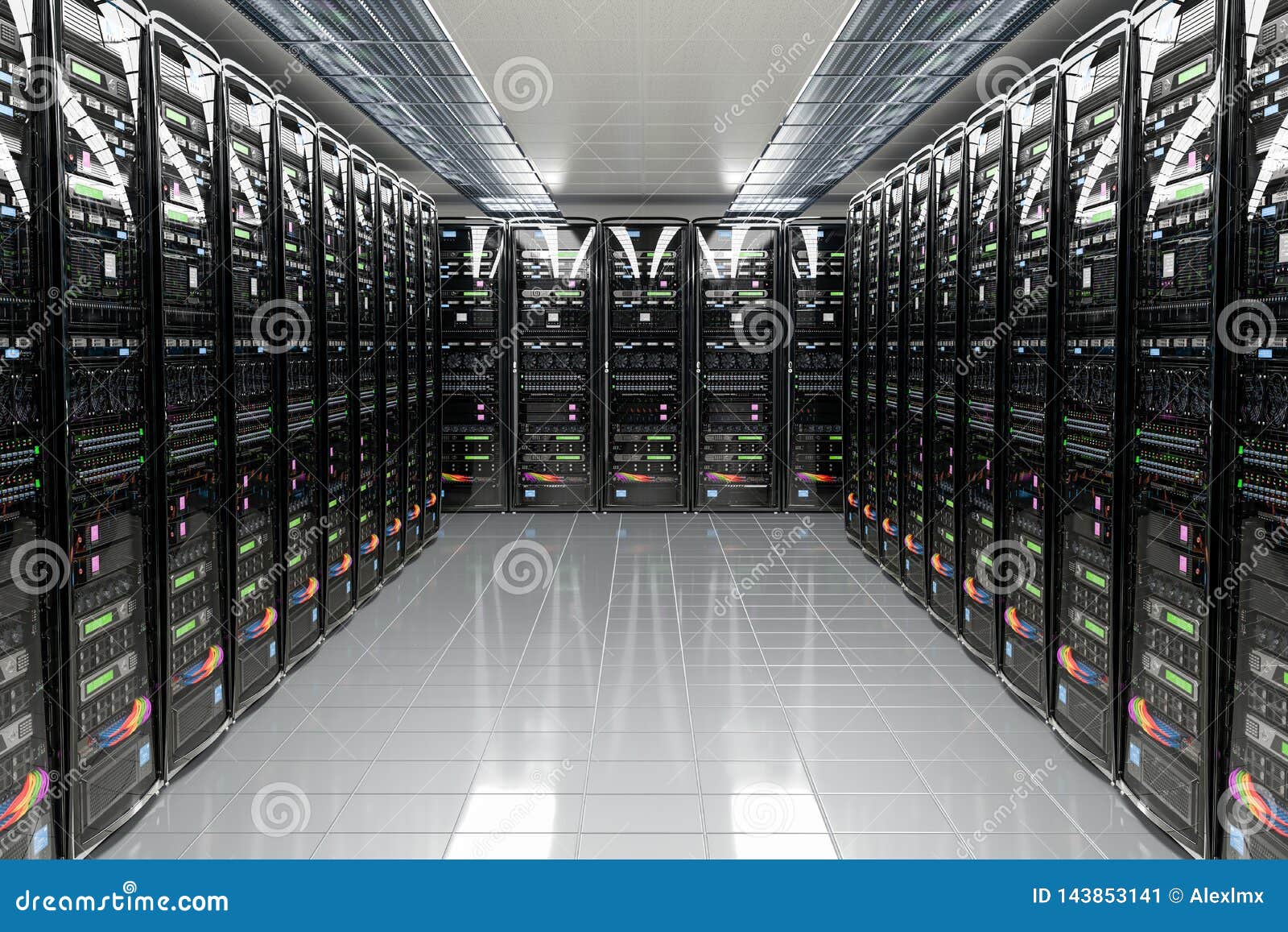 Data Center, Server Room. 3D Rendering Stock Illustration ...