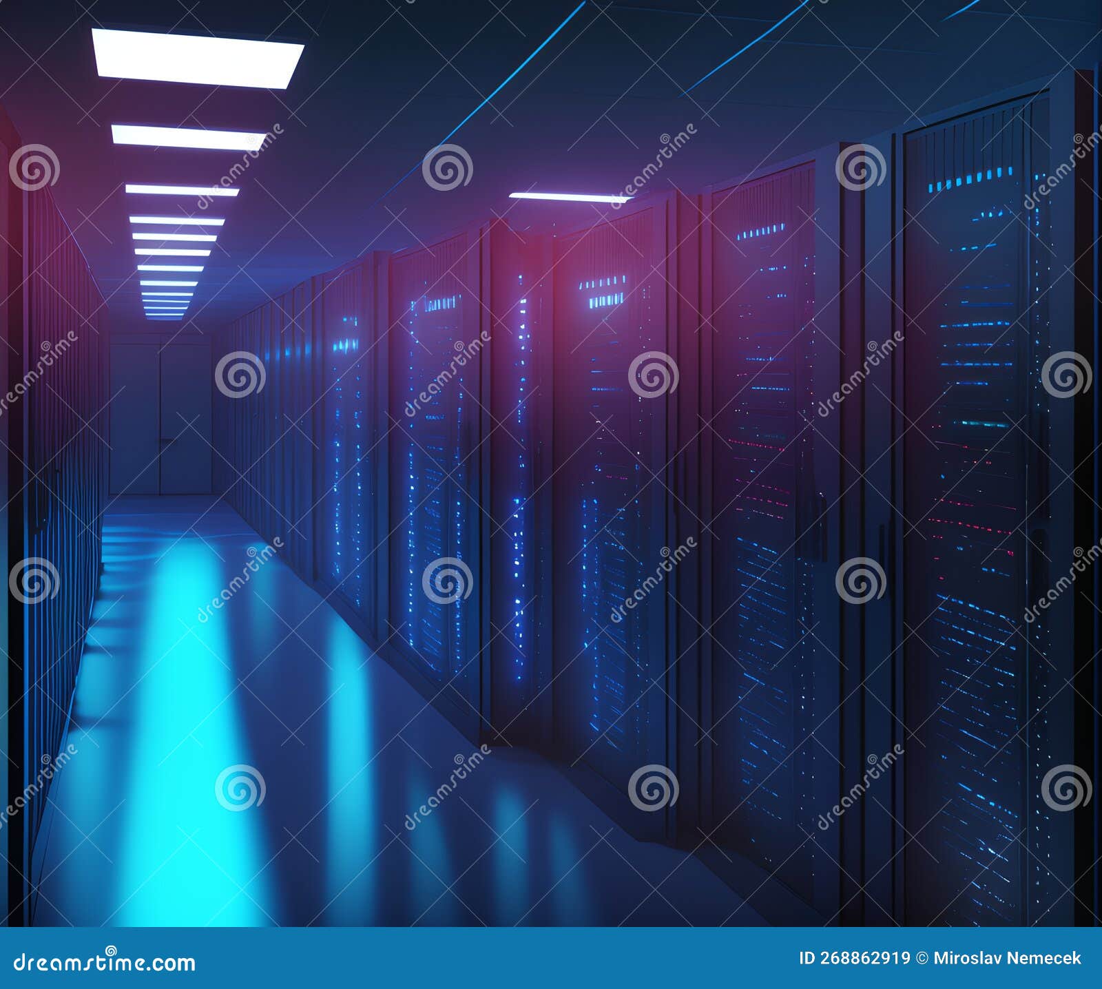 Data Center Server Room, Generative AI Illustration Stock Illustration ...