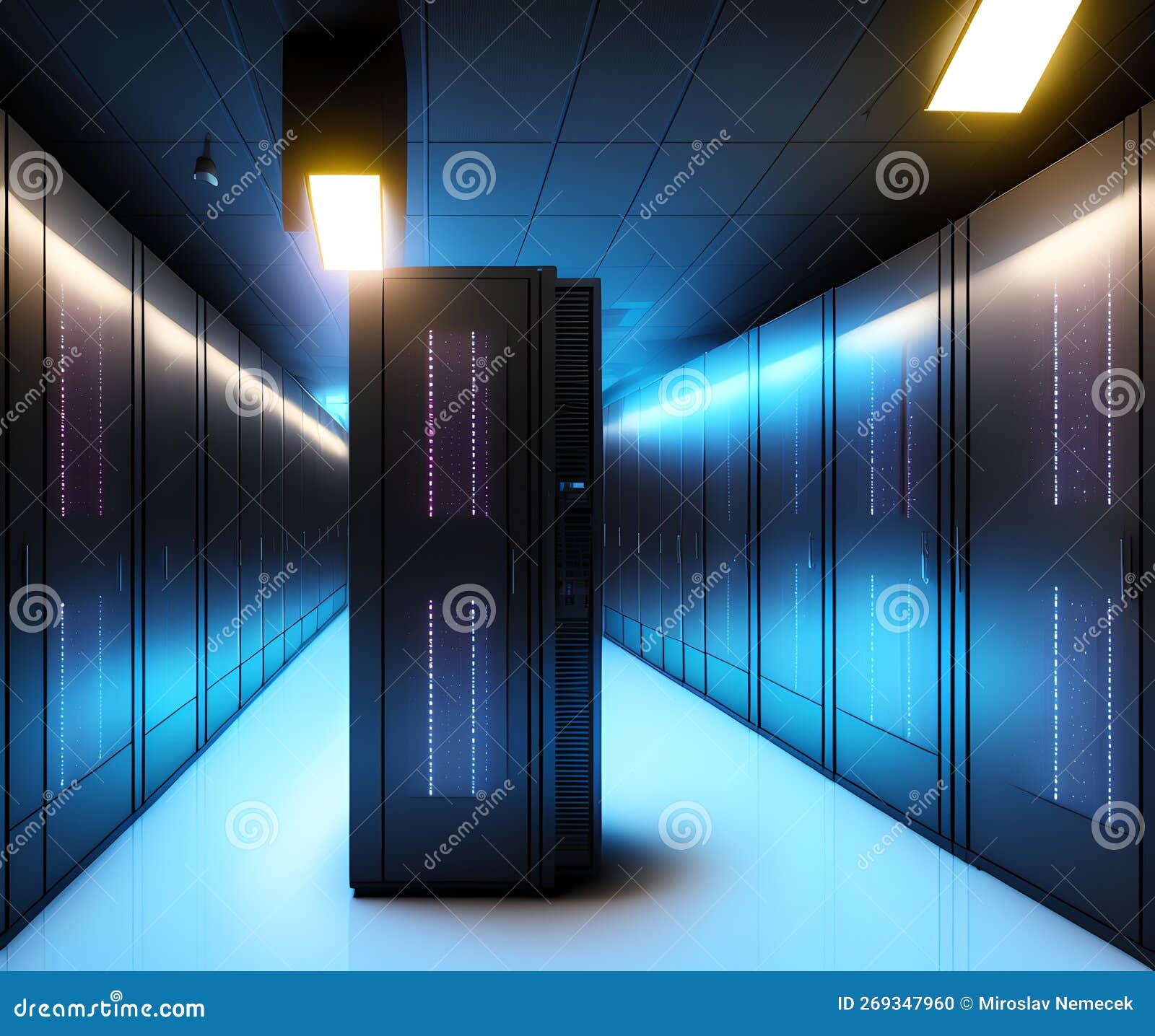 Data Center Server Room, Generative AI Illustration Stock Photo - Image ...
