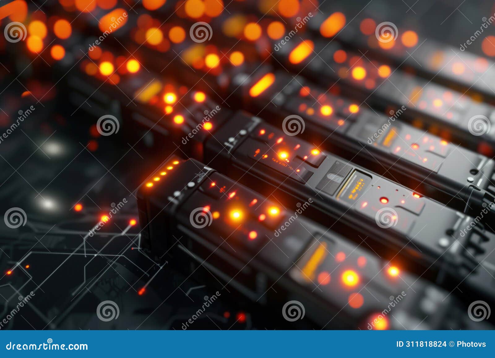 Data Center at Server Room is Equipped with Many Battery Modules for ...