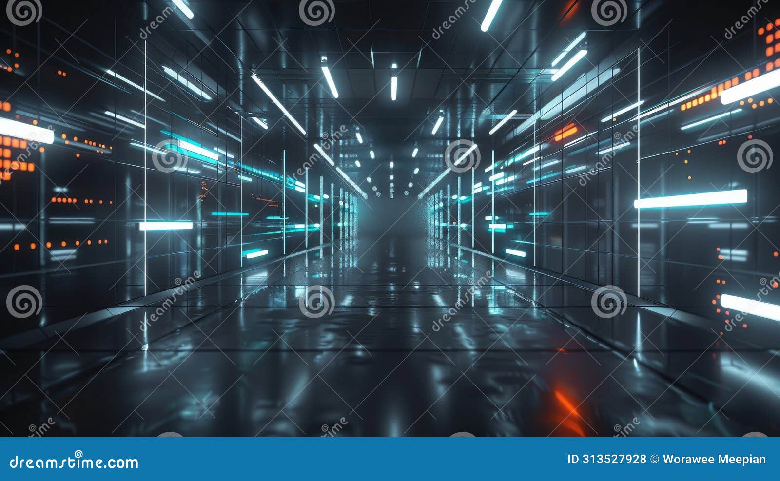 Data Center Server Room. Futuristic Network Technology Background Stock ...