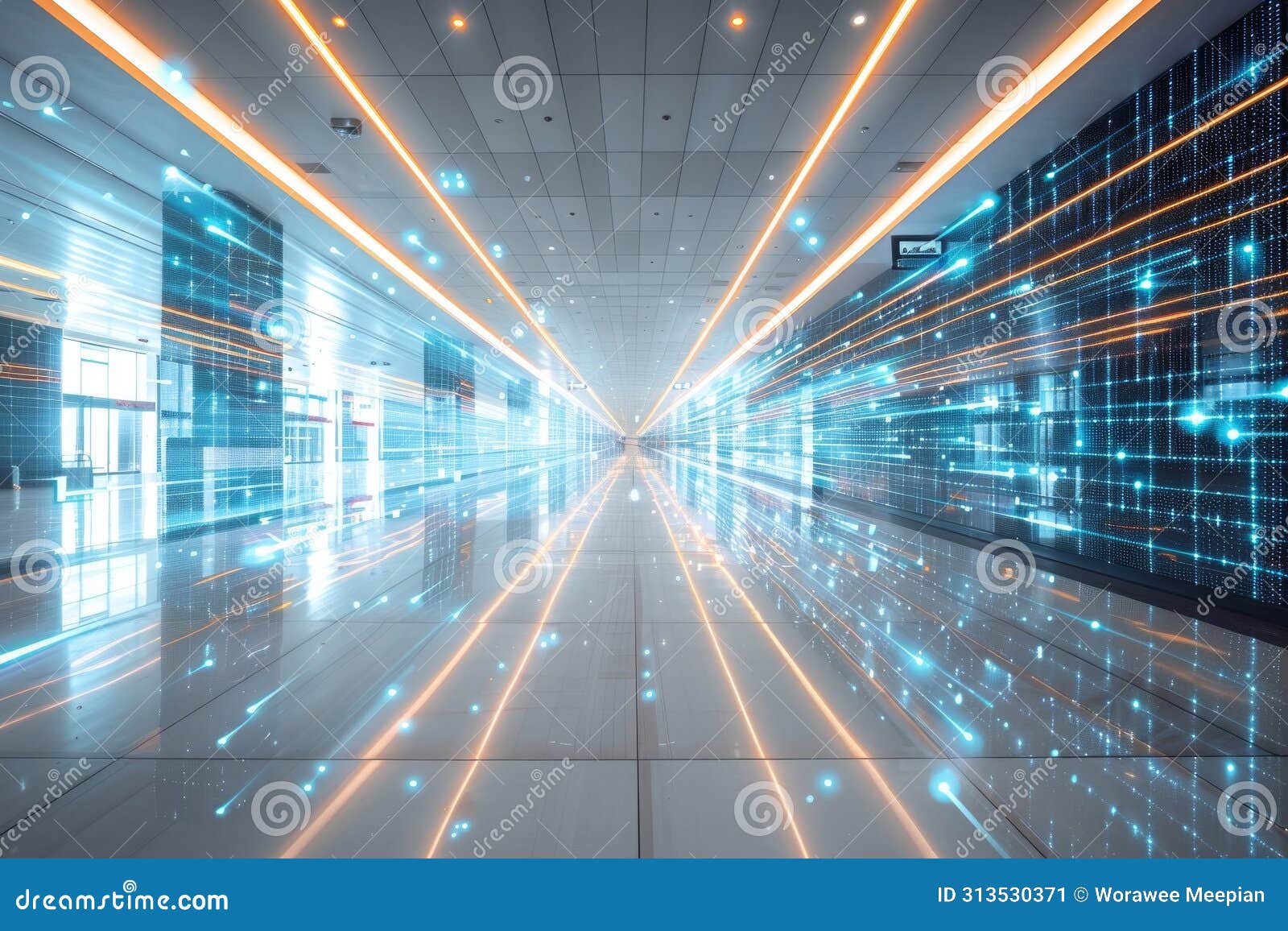 Data Center Server Room. Futuristic Network Technology Background Stock ...