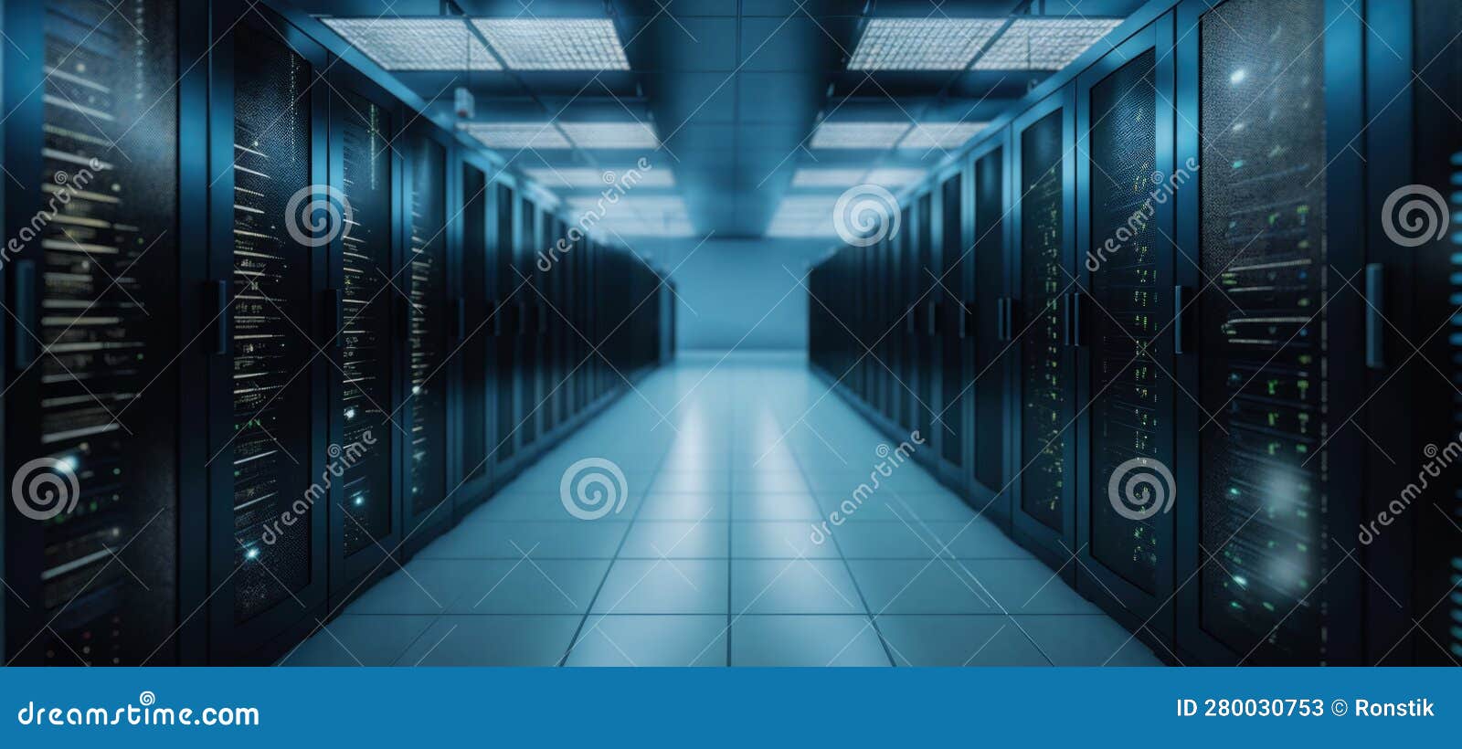 Data Center Server Room. Generative AI Stock Illustration ...