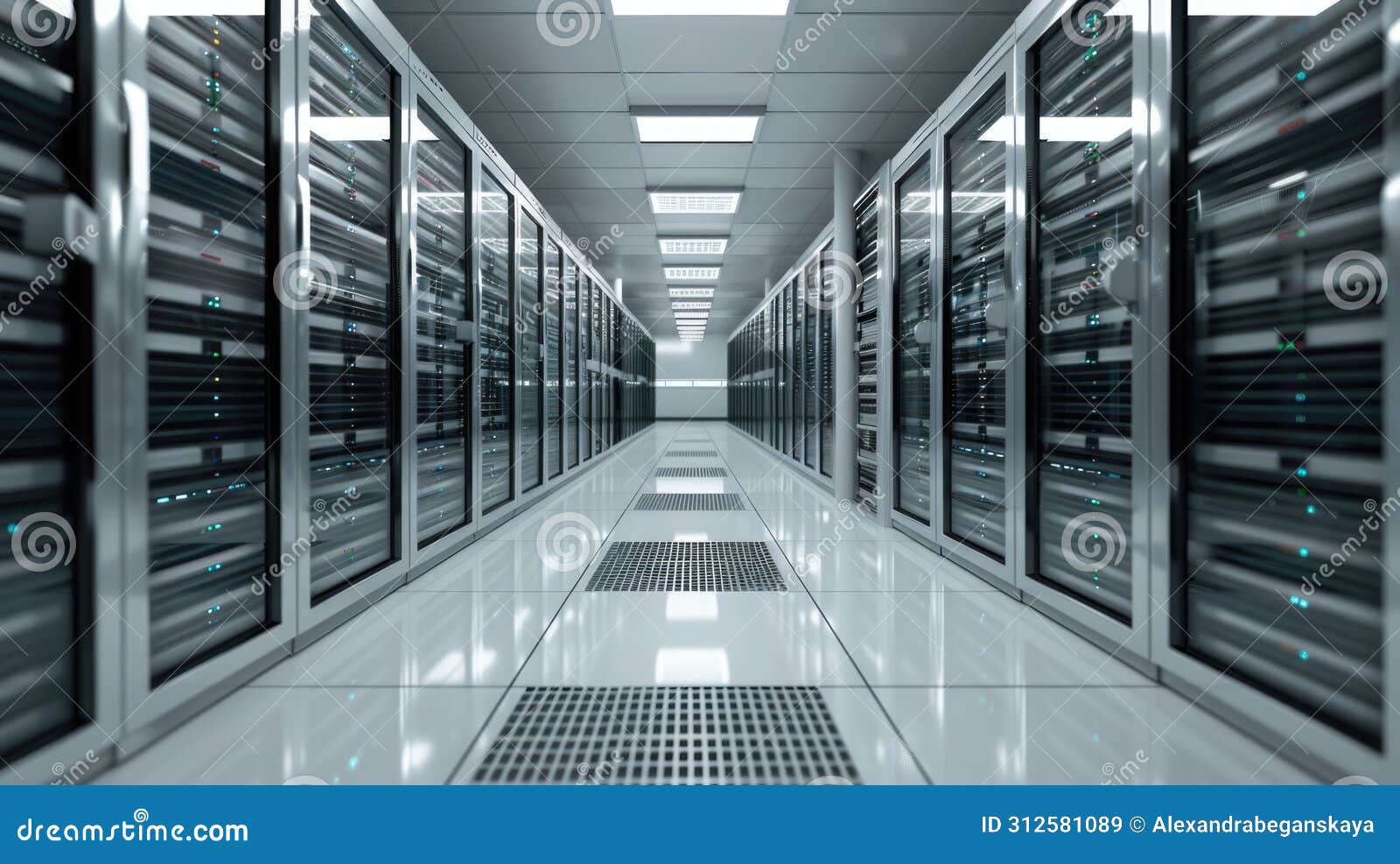 Data Center Server Room with Server Racks in a Corridor Formation Stock ...