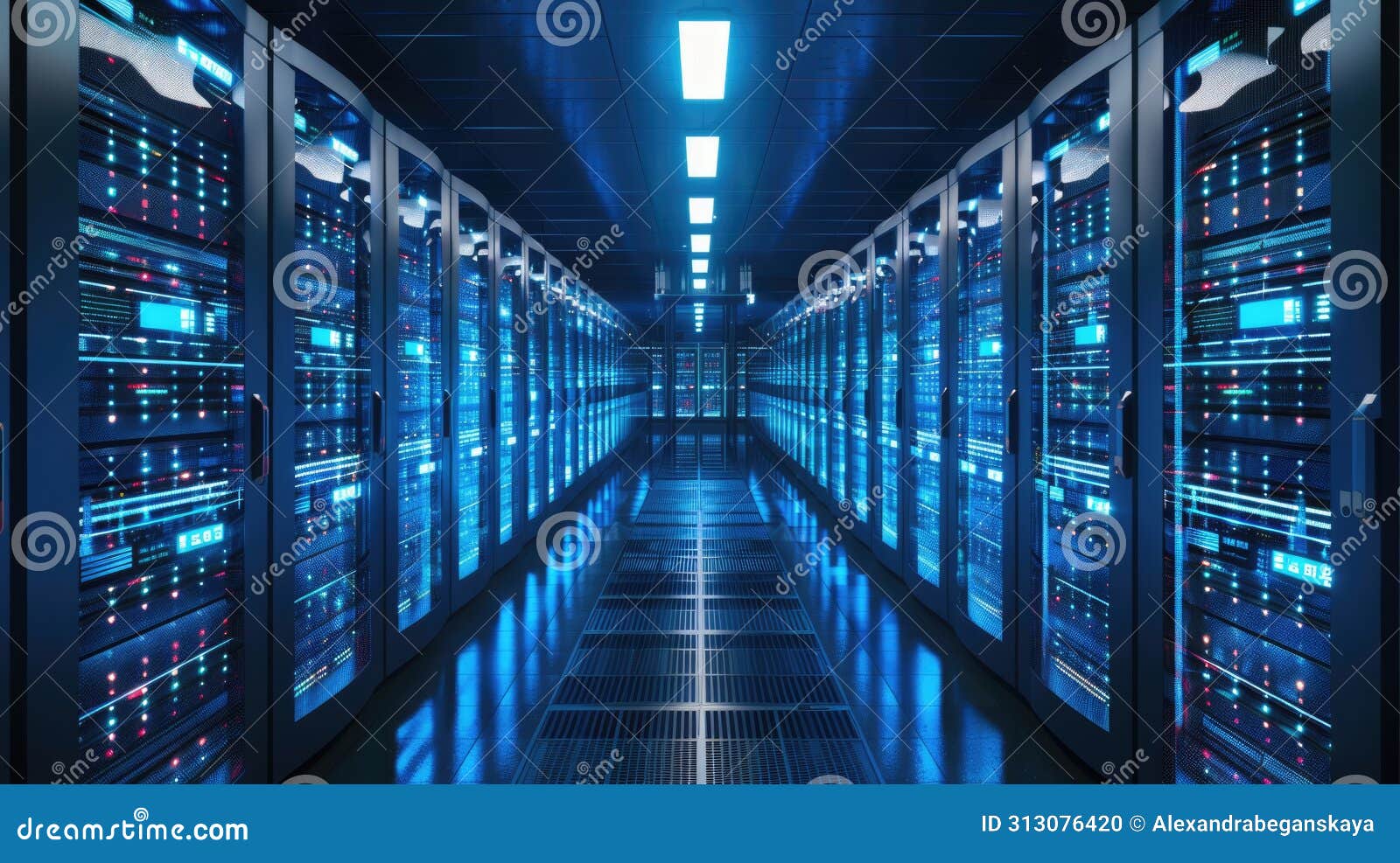 Data Center Server Room with Server Racks in a Corridor Formation Stock ...