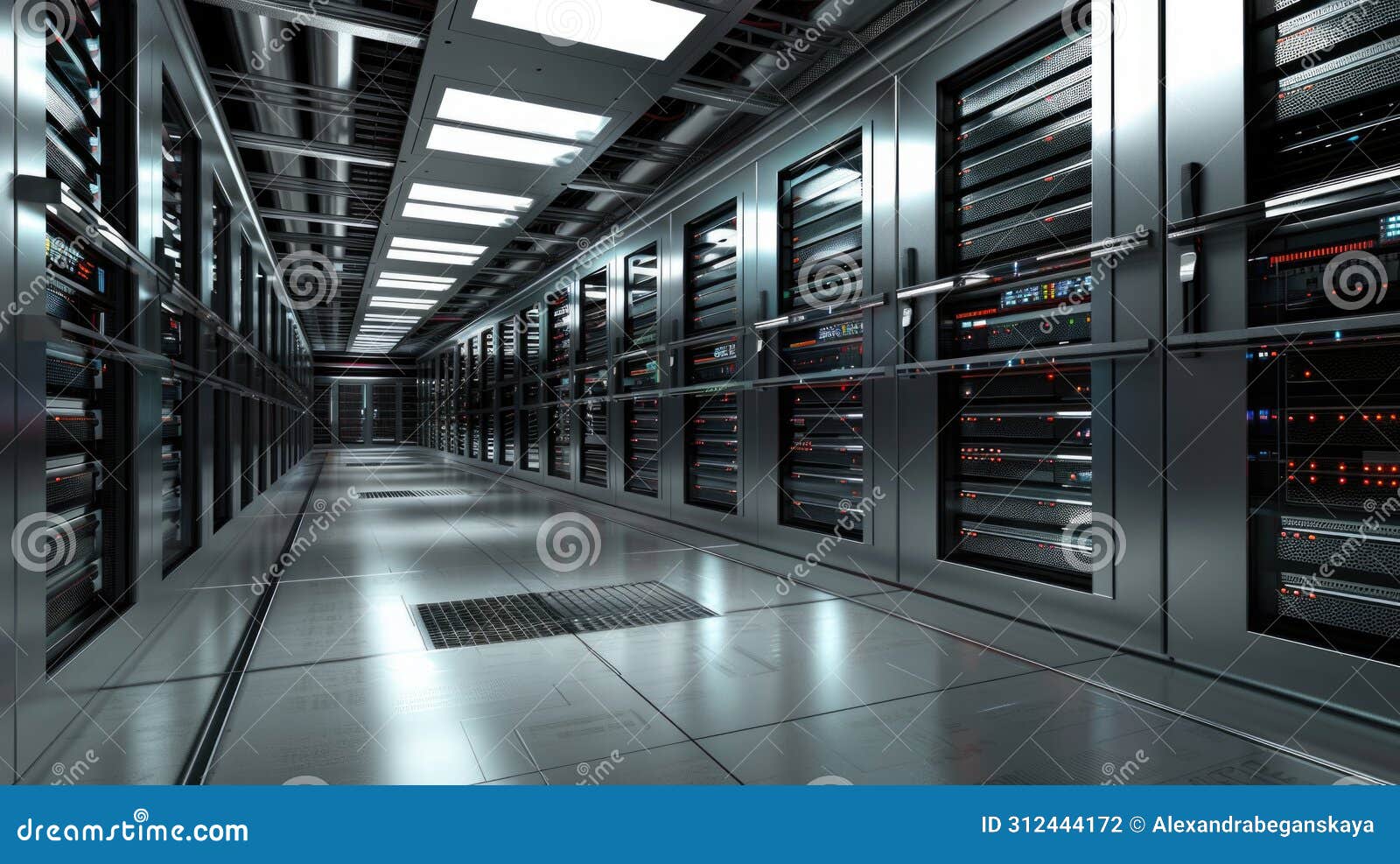 Data Center Server Room with Server Racks in a Corridor Formation Stock ...