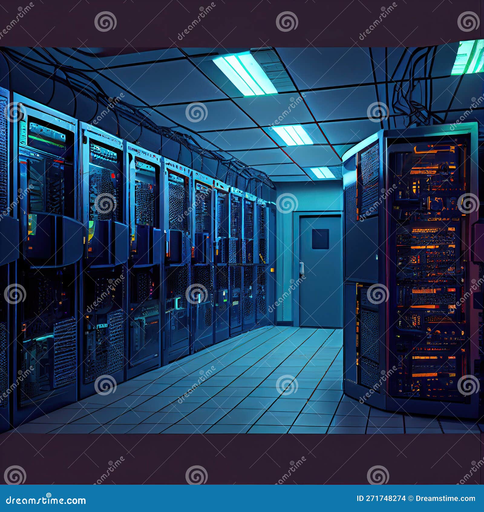 Data Center Server Room Supercomputer Datacenter Abstract Generative