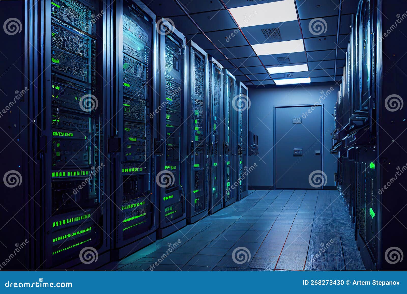 Data Center Server Room Supercomputer Datacenter Abstract Generative