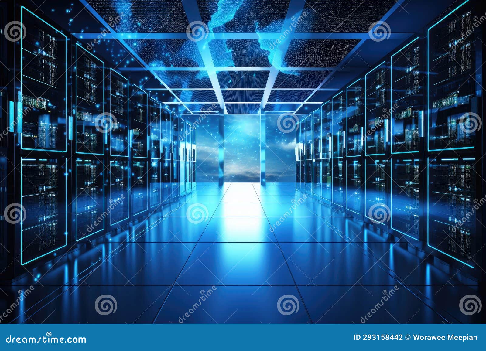 Data Center and Server Room. Technology Background Stock Photo - Image ...