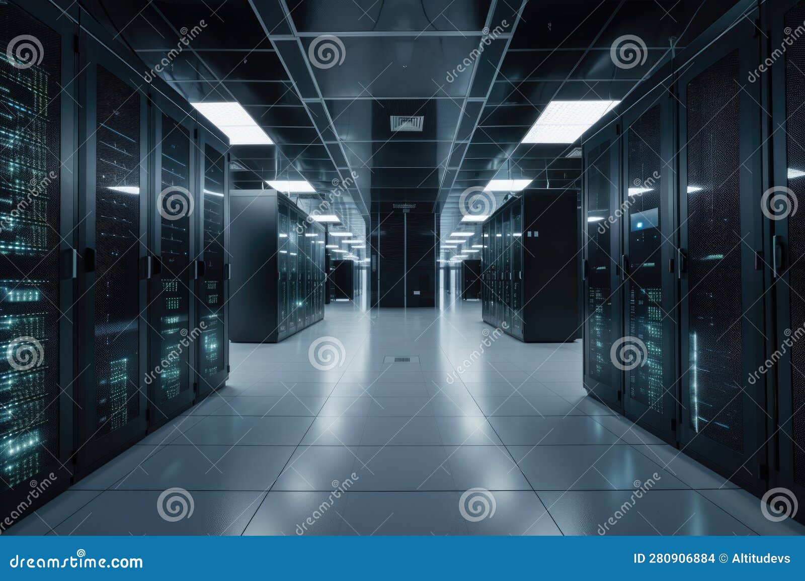 Data Center with Servers and Other Hardware, Ready for Operation Stock ...