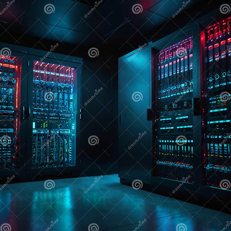 Data Center Servers Room Storage Systems. Generic Cloud Storage Concept ...