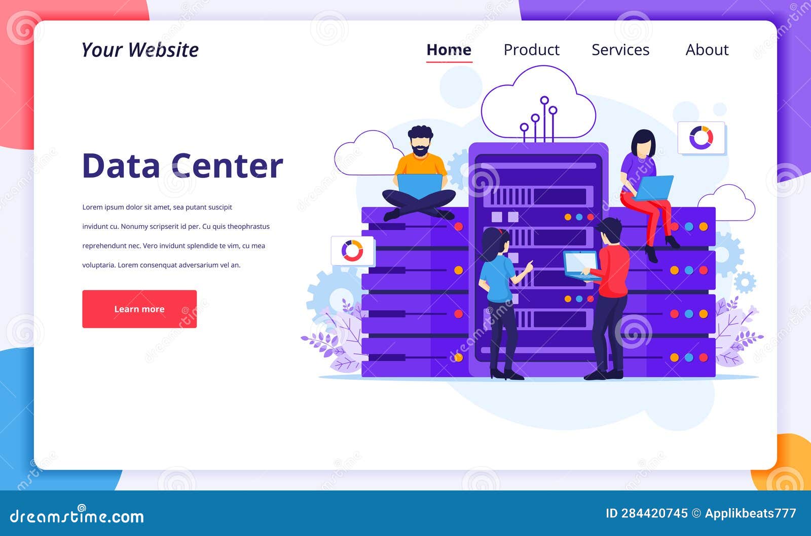 Data Center Services Concept, People Using Laptops Managing Files Data ...