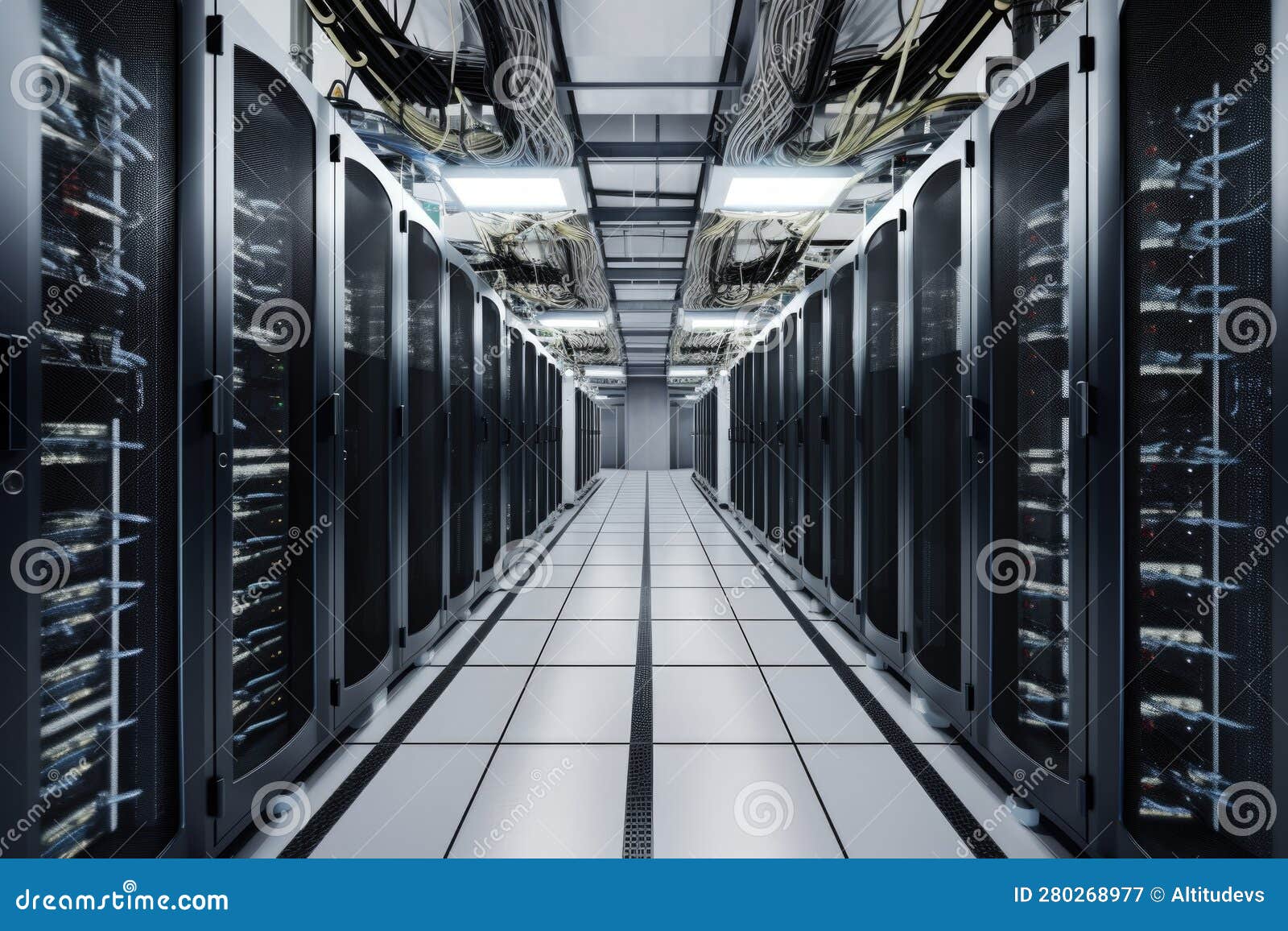 Data Center with Sleek, Modern Design, Featuring Exposed Pipes and ...