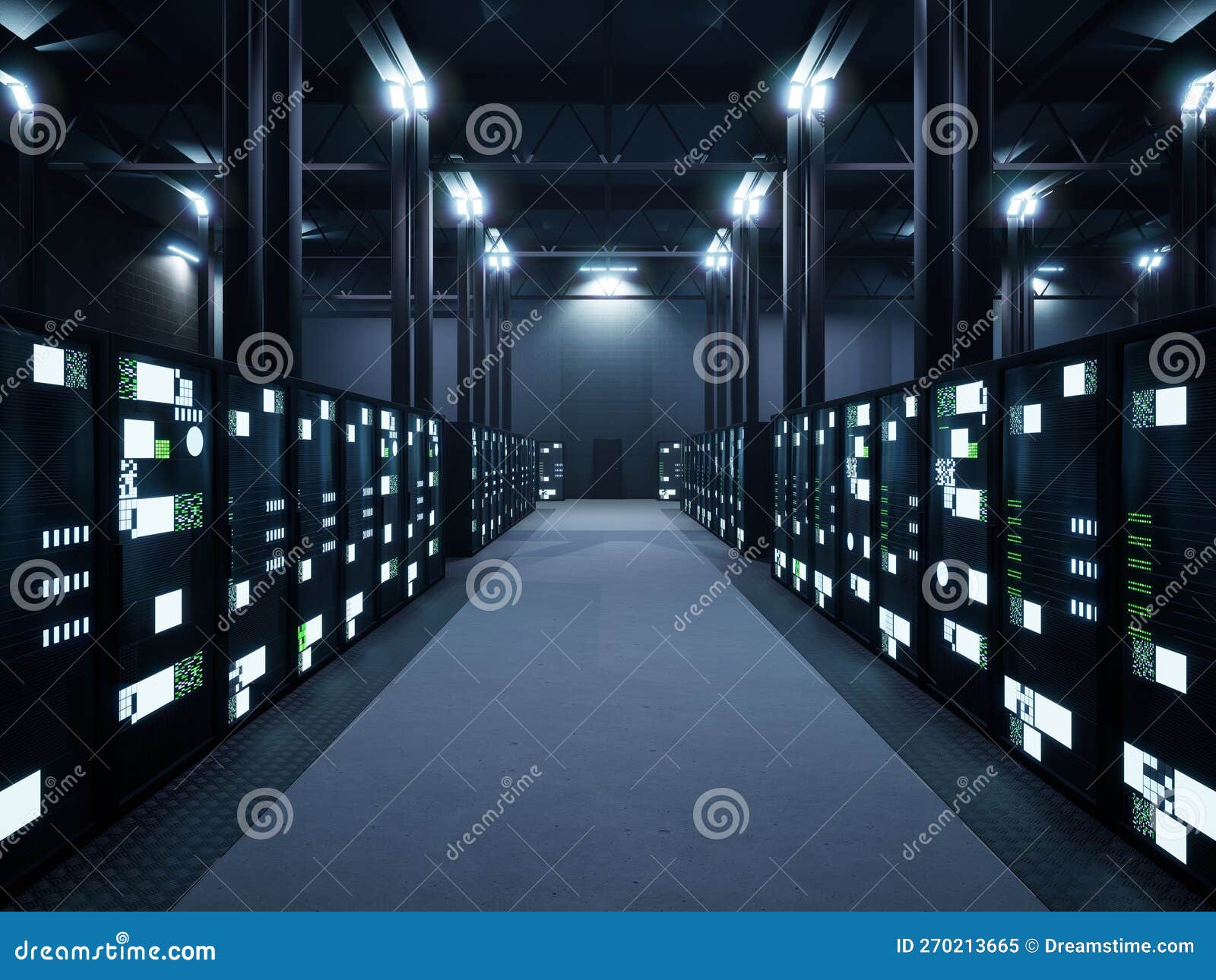 Data Center Space with Multiple Rows of Server Racks Stock Image ...