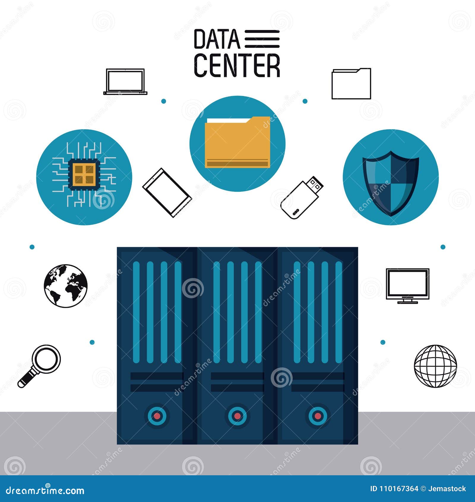 Data center storage stock vector. Illustration of networking - 110167364