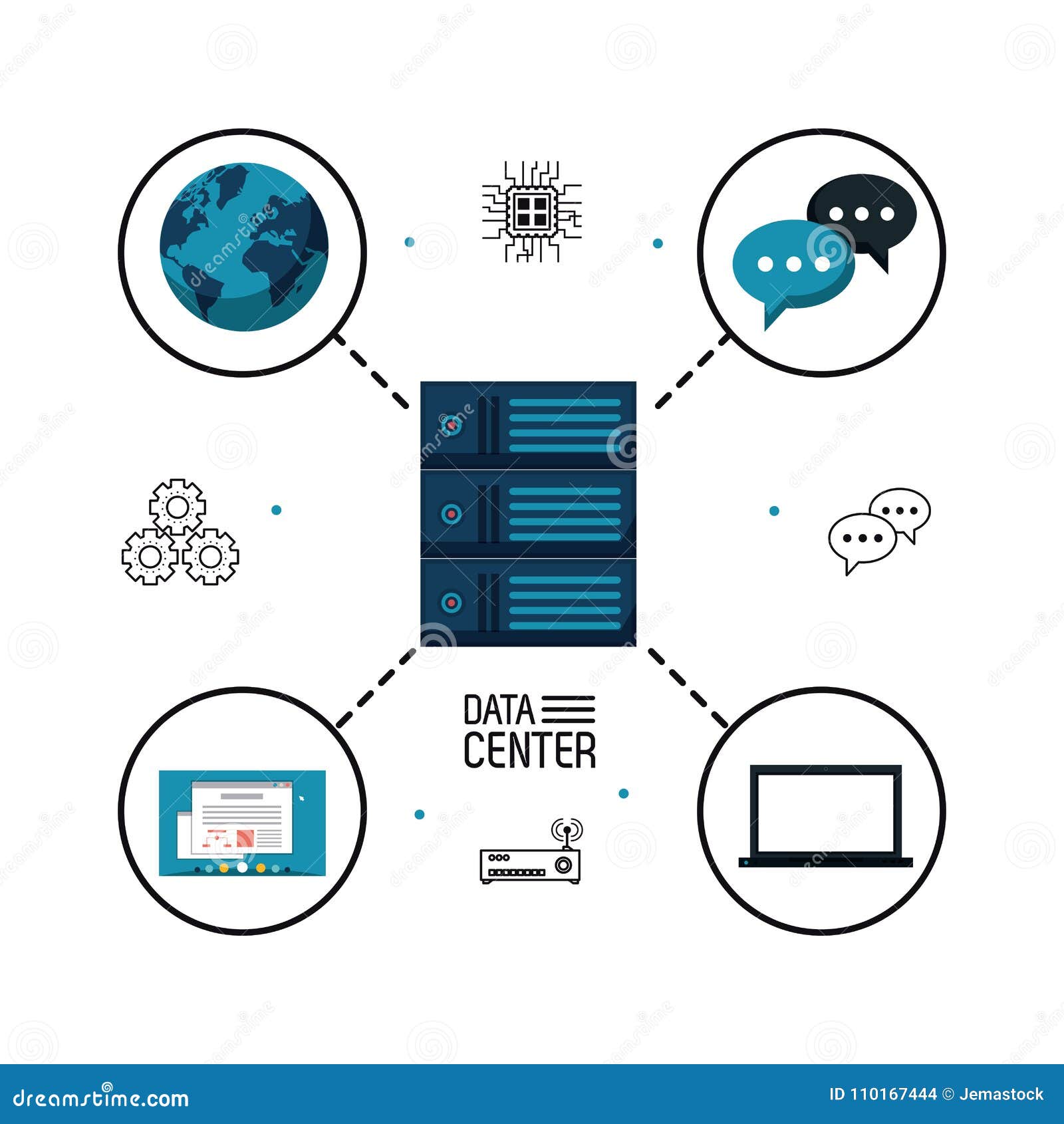 Data center storage stock vector. Illustration of chat - 110167444