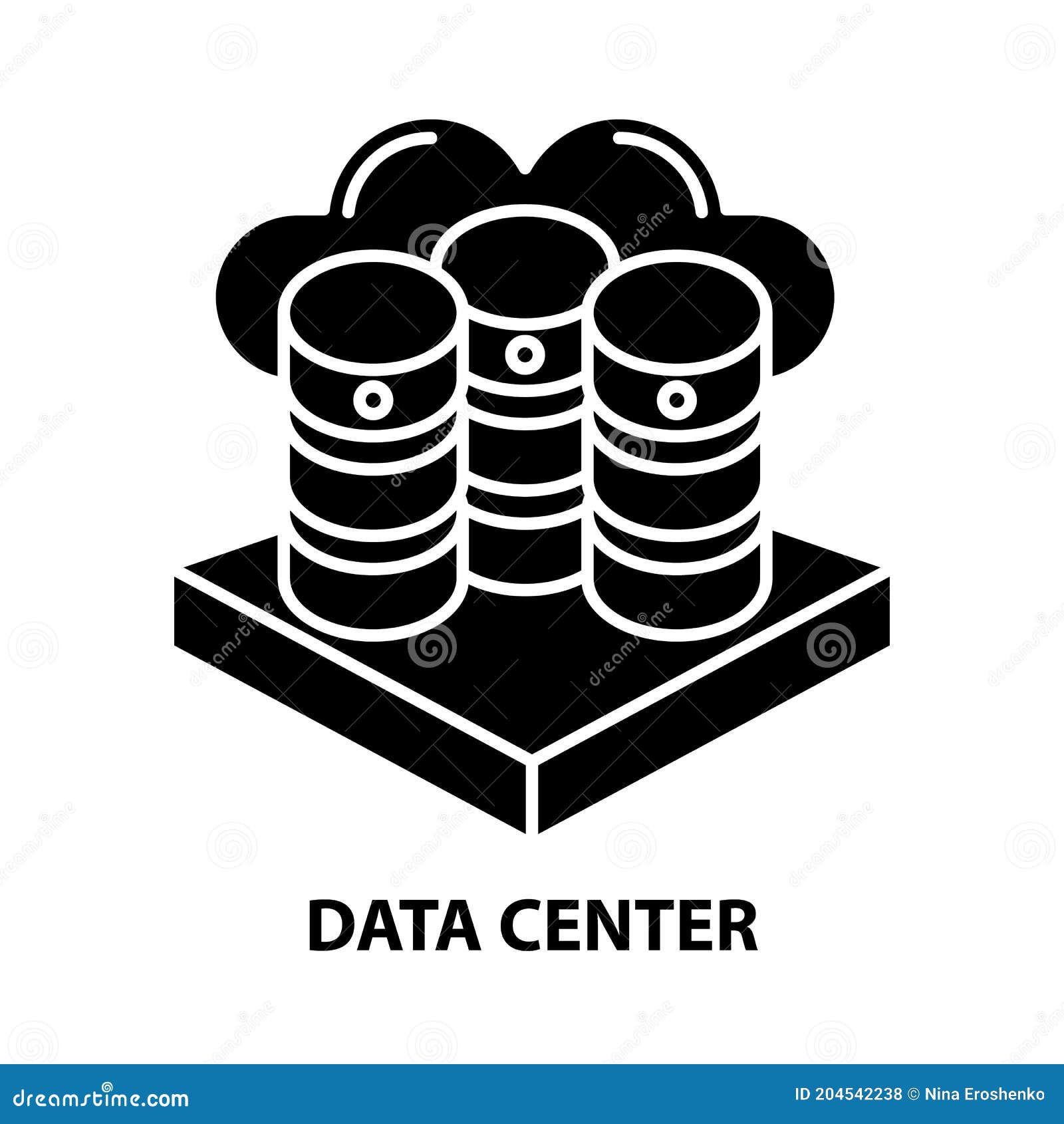 Data Center Symbol Icon, Black Vector Sign with Editable Strokes ...