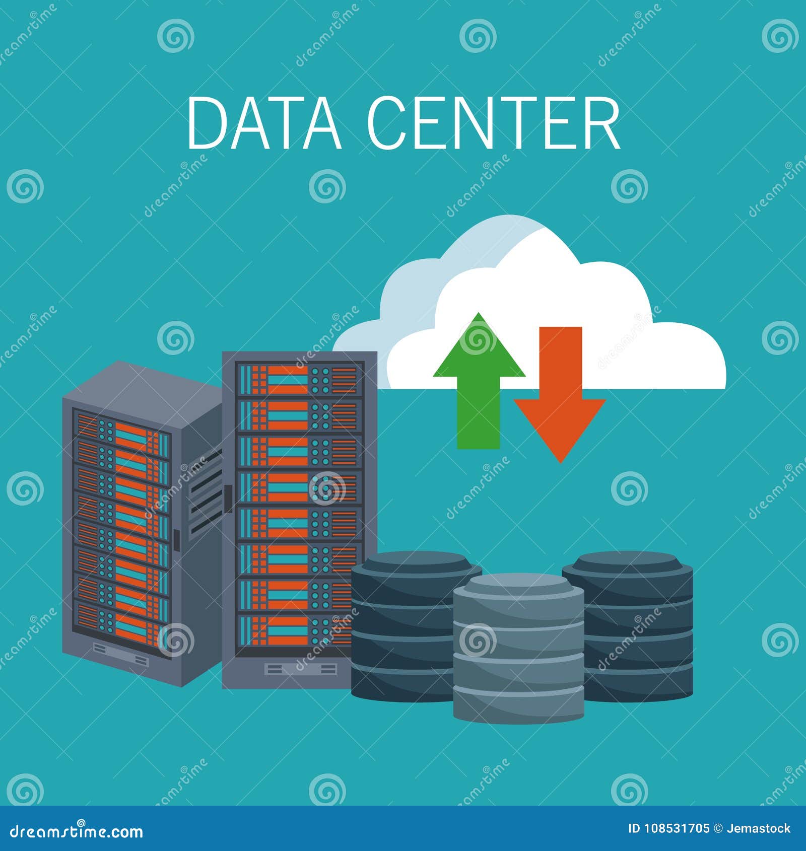 Data Center Technology Icons Stock Vector - Illustration of center ...