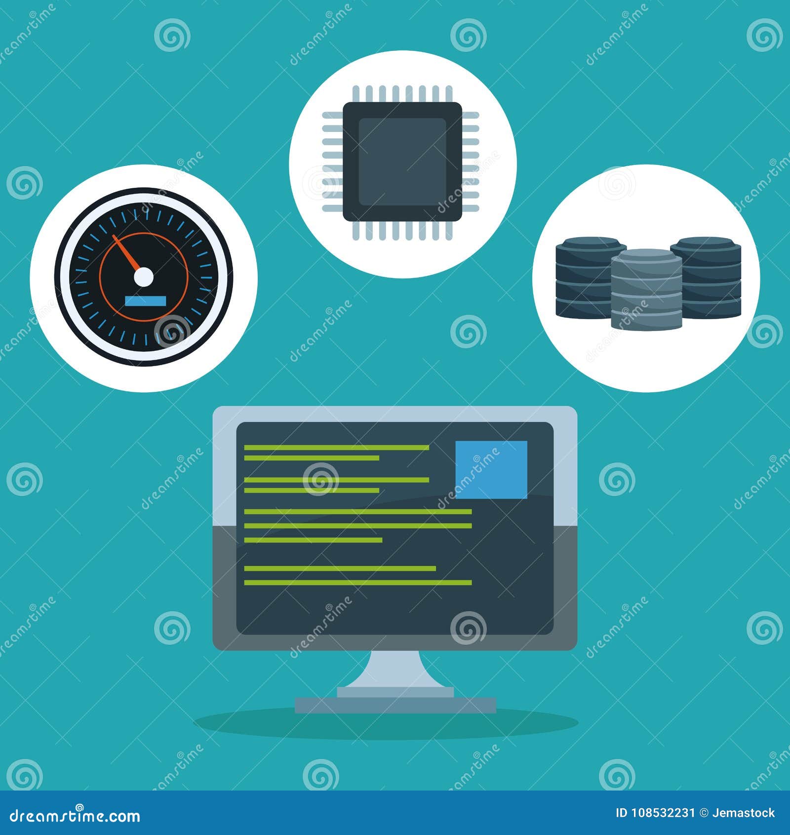 Data Center Technology Icons Stock Vector - Illustration of computer ...