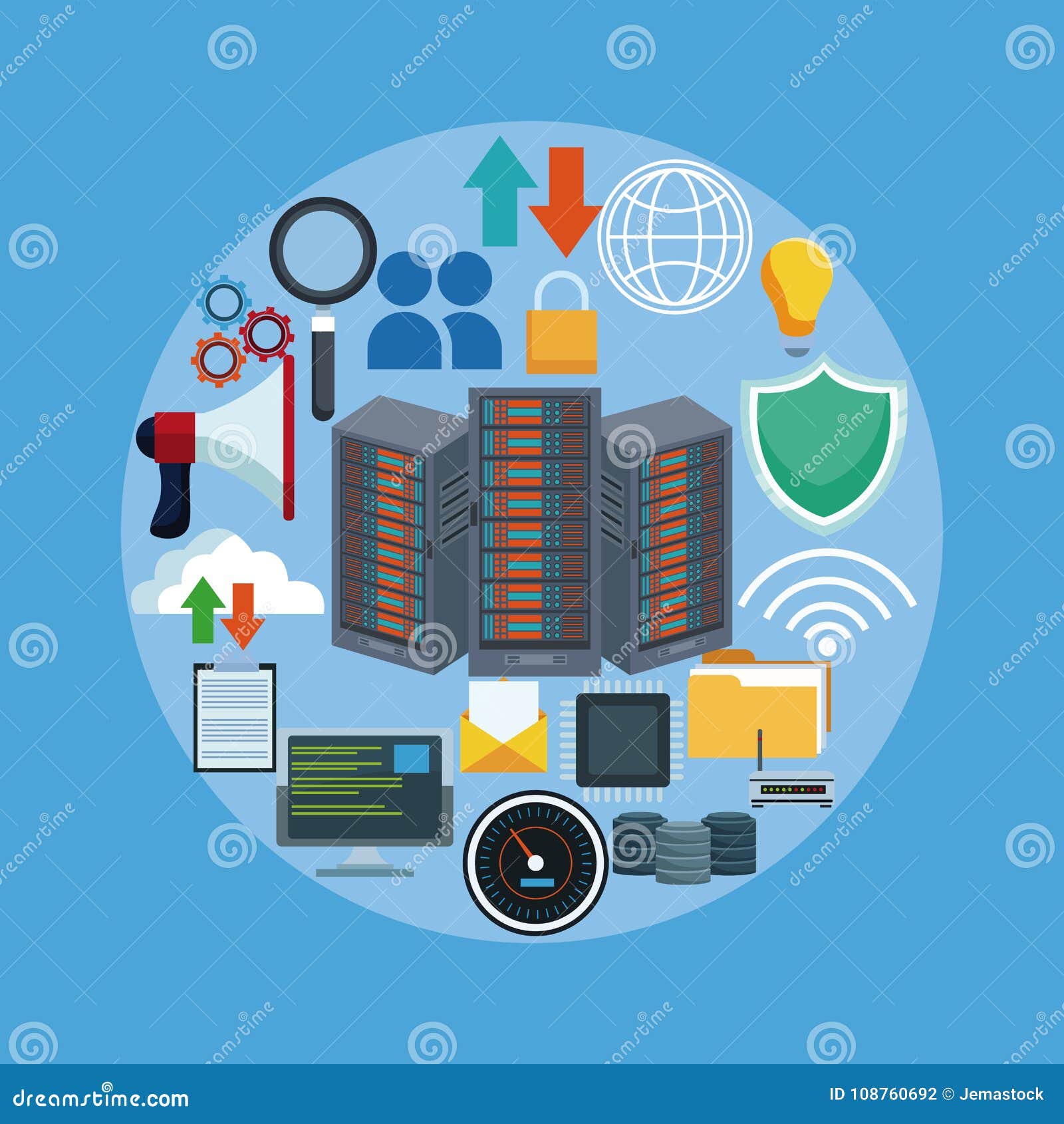 Data Center Technology Icons Stock Vector - Illustration of database ...