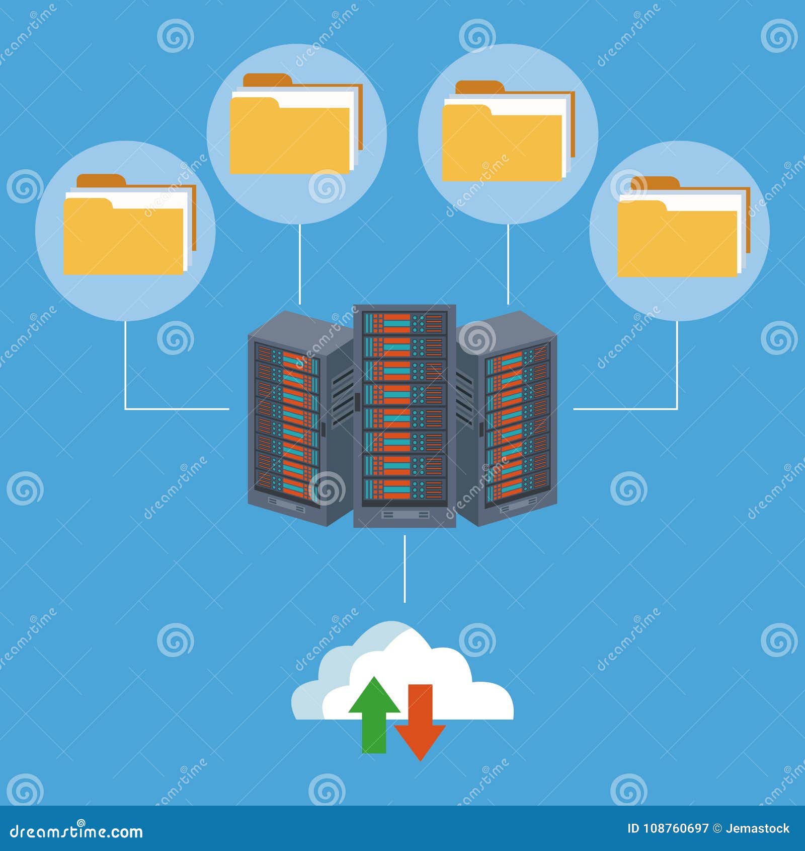 Data Center Technology Icons Stock Vector - Illustration of room ...