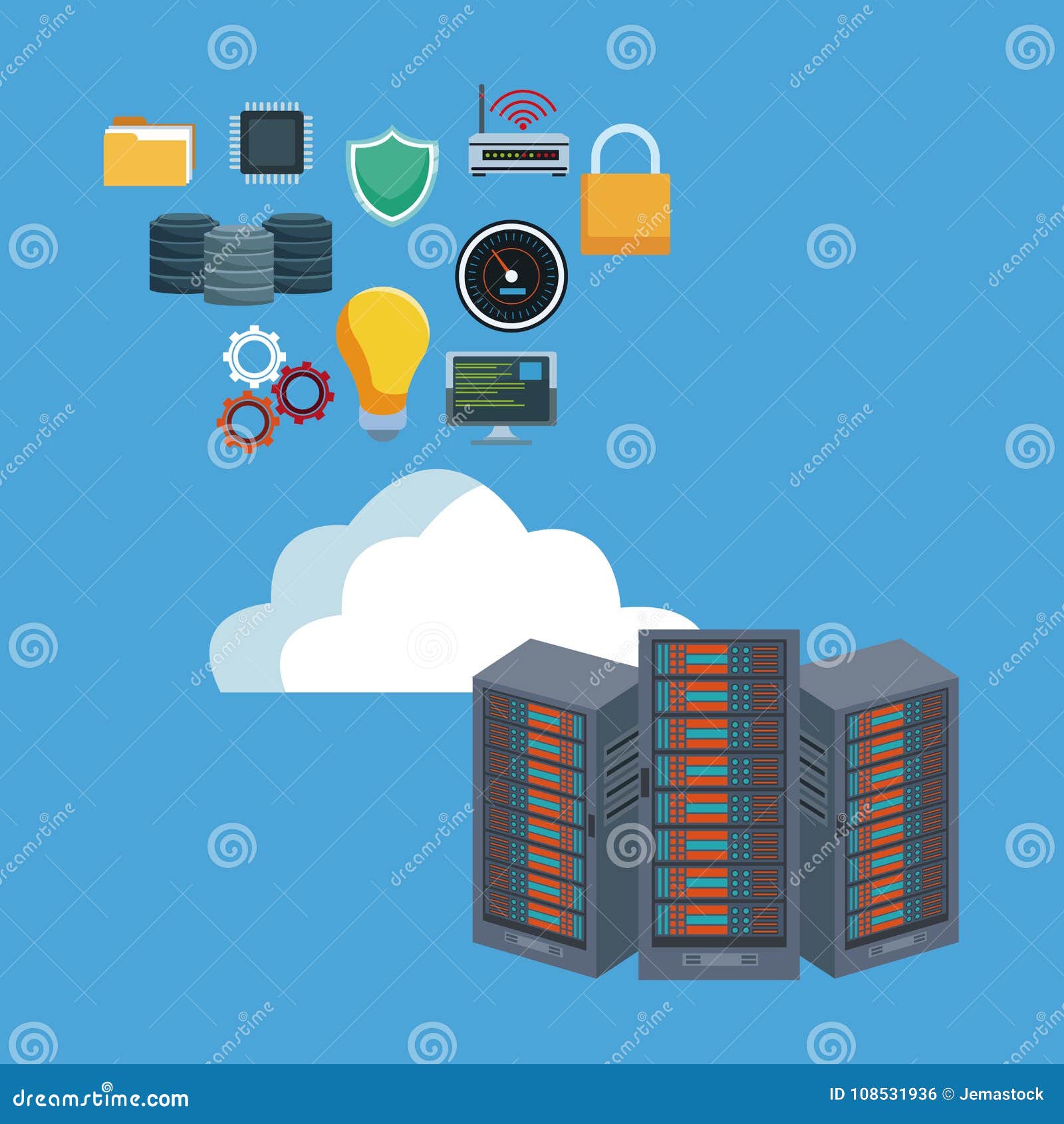 Data Center Technology Icons Stock Vector - Illustration of ...