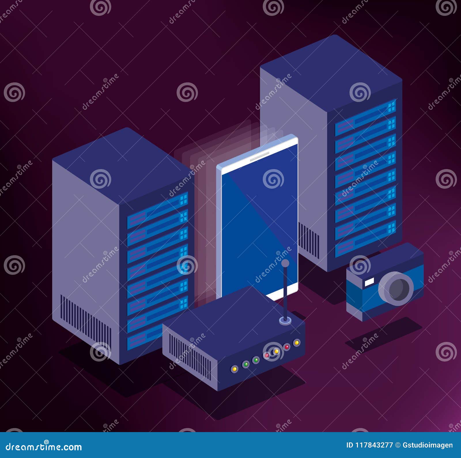 Data Center Technology Isometric Icons Stock Vector - Illustration of ...