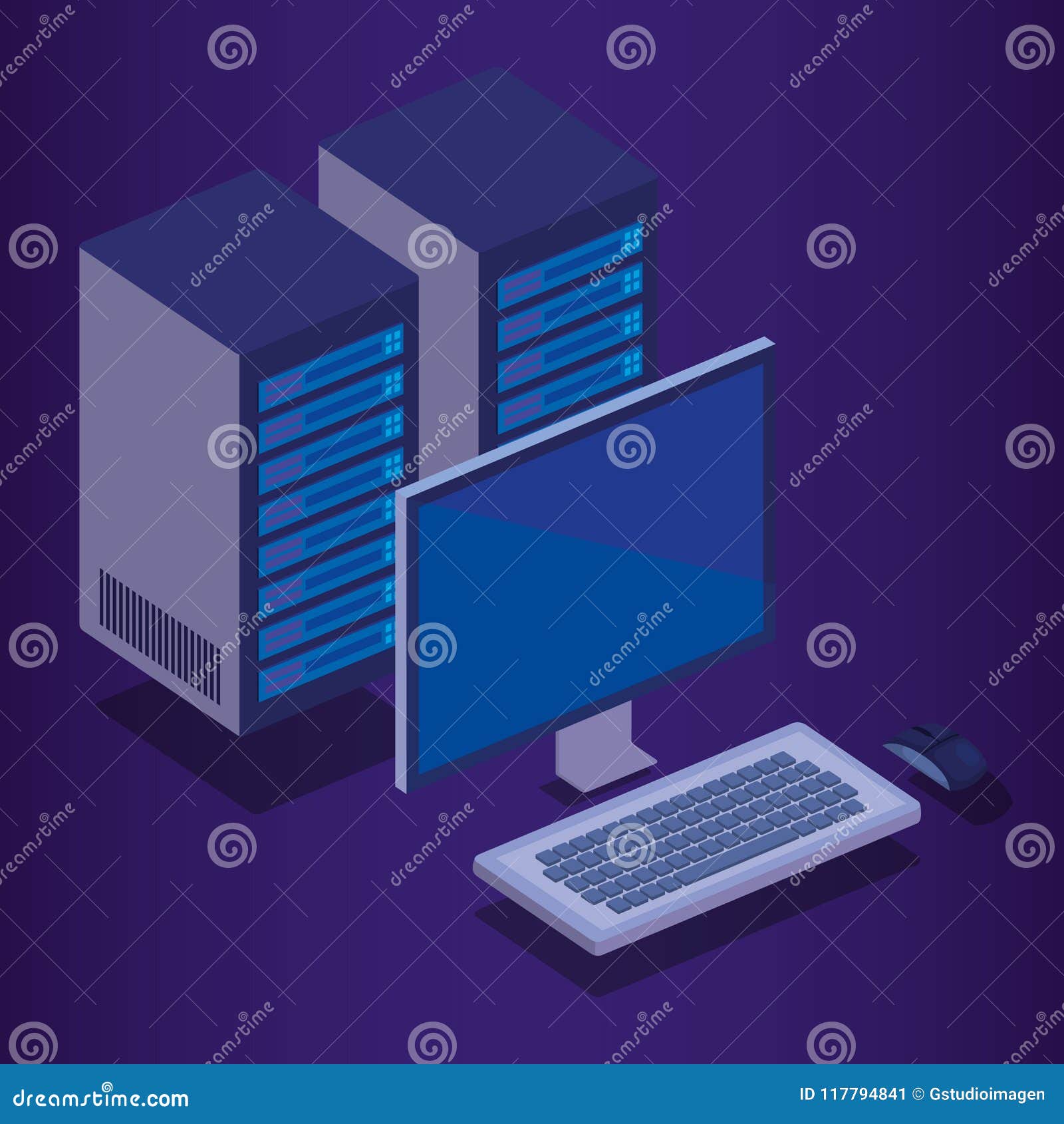 Data Center Technology Isometric Icons Stock Vector - Illustration of ...