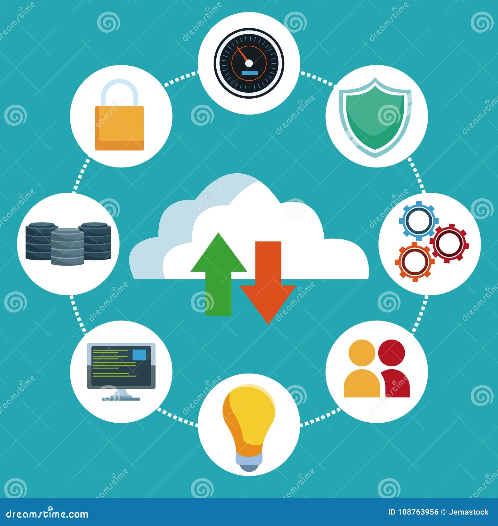 Data Center Technology Round Icons Stock Vector - Illustration of ...