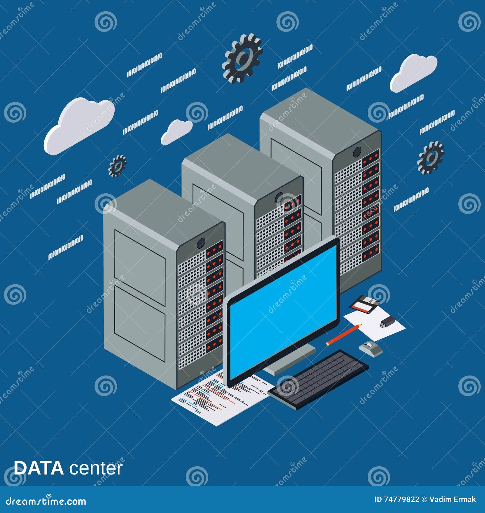 Data Center Vector Illustration Stock Vector - Illustration of display ...