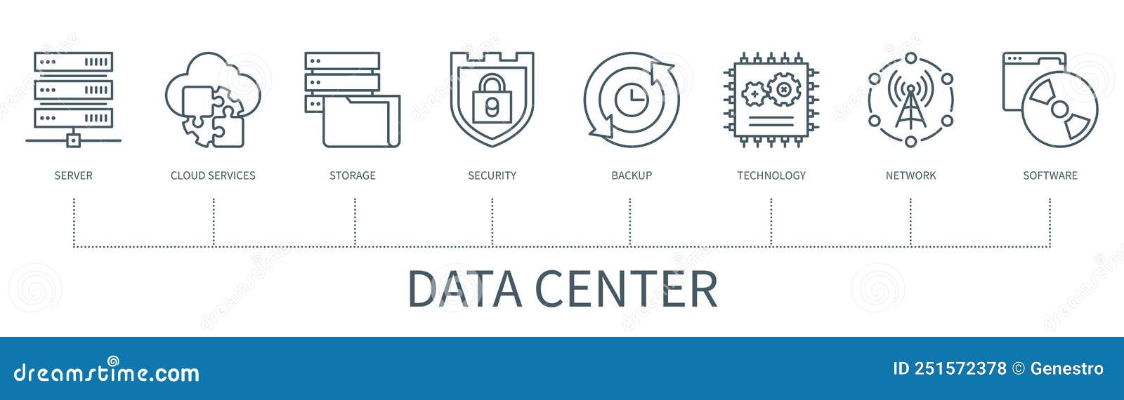 Data Center Vector Infographic in Minimal Outline Style Stock ...