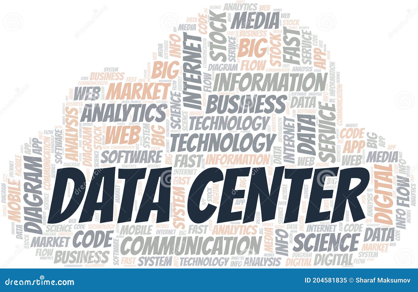 Data Center Vector Word Cloud, Made with Text only. Stock Illustration ...
