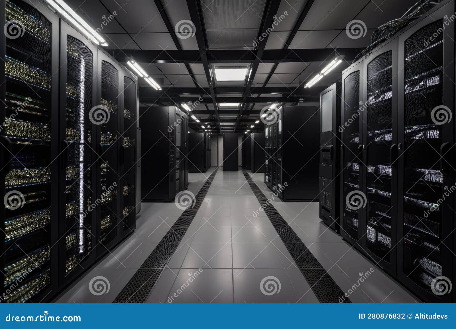 Data Center, with View of Racks of Servers and Networking Equipment ...