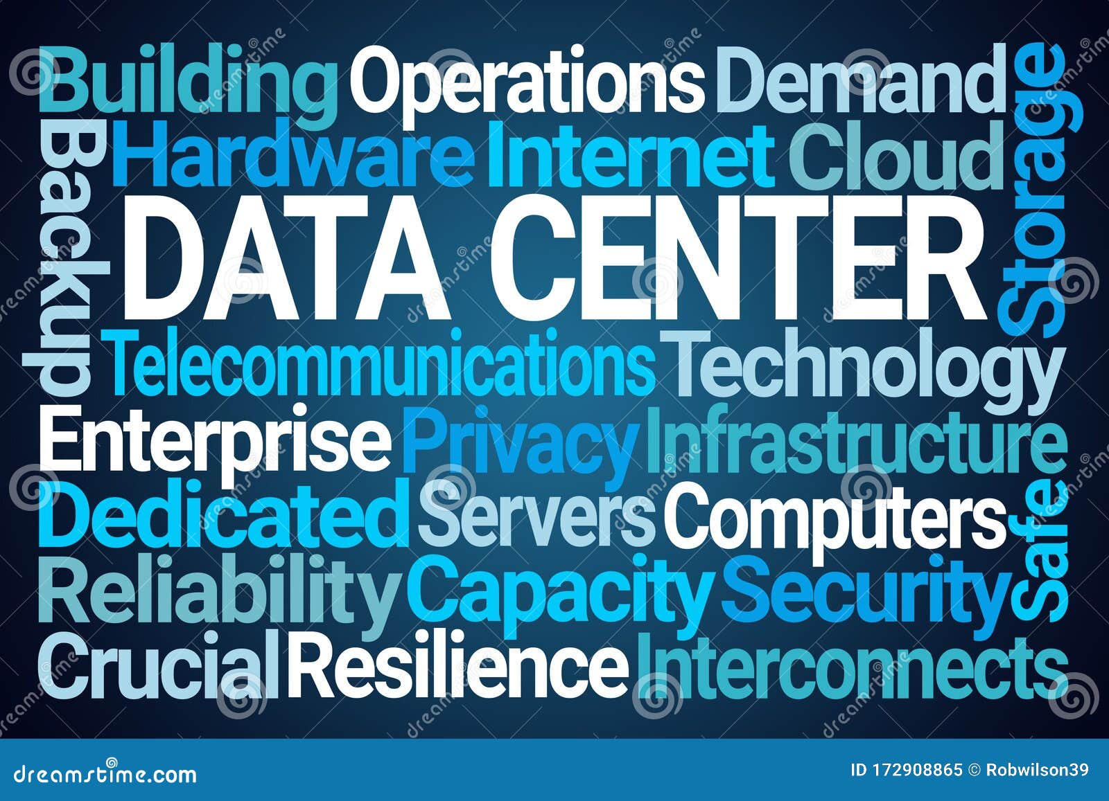 Data Center Word Cloud stock illustration. Illustration of servers ...