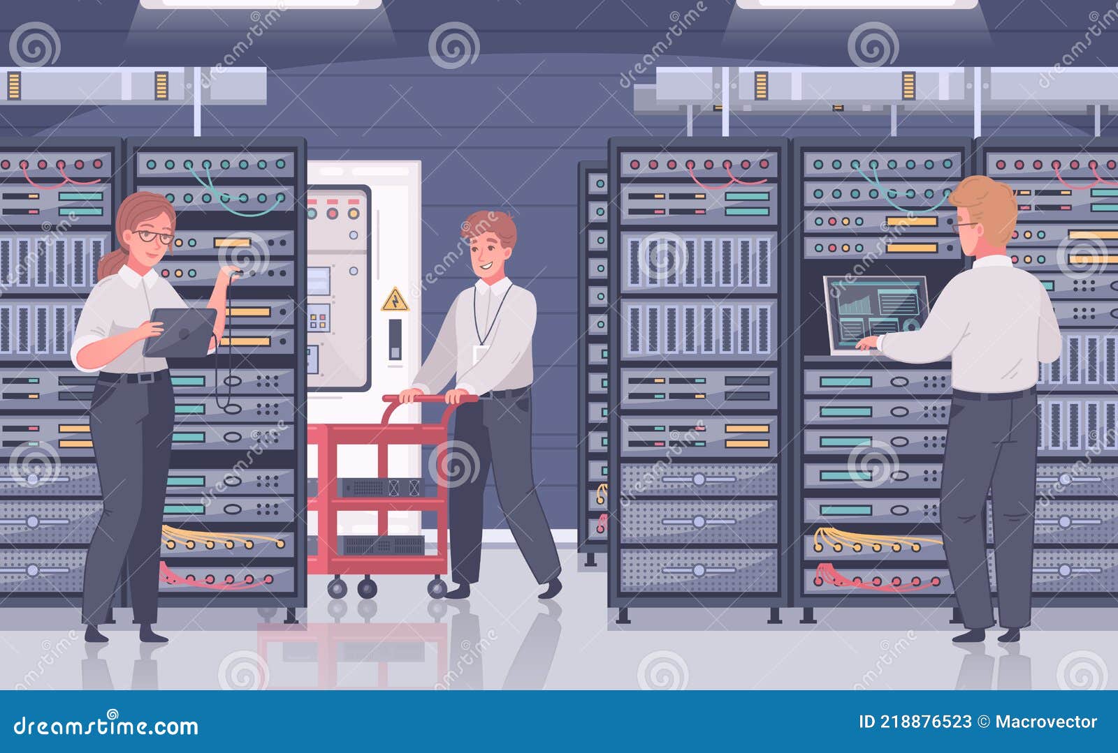 Data Center Workers Composition Stock Vector - Illustration of ...