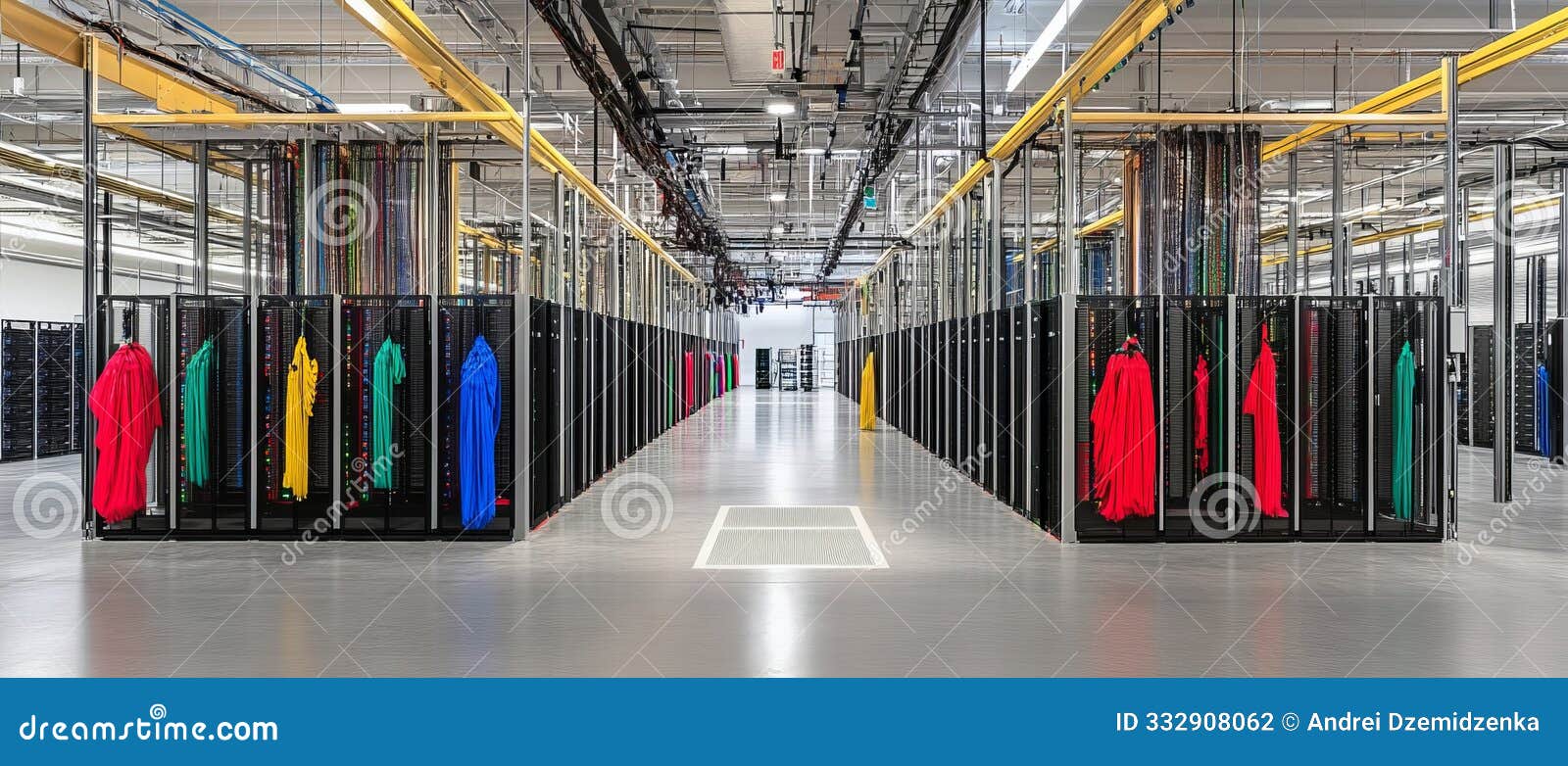 Data Centers with Vertical Cable Organizers. Stock Photo - Image of ...