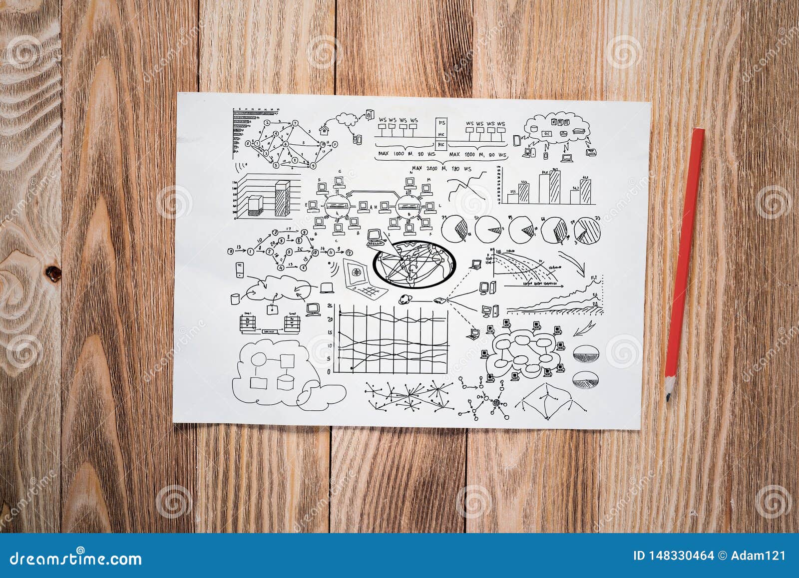 Data Centre Engineering Pencil Hand Drawn Stock Photo - Image of ...