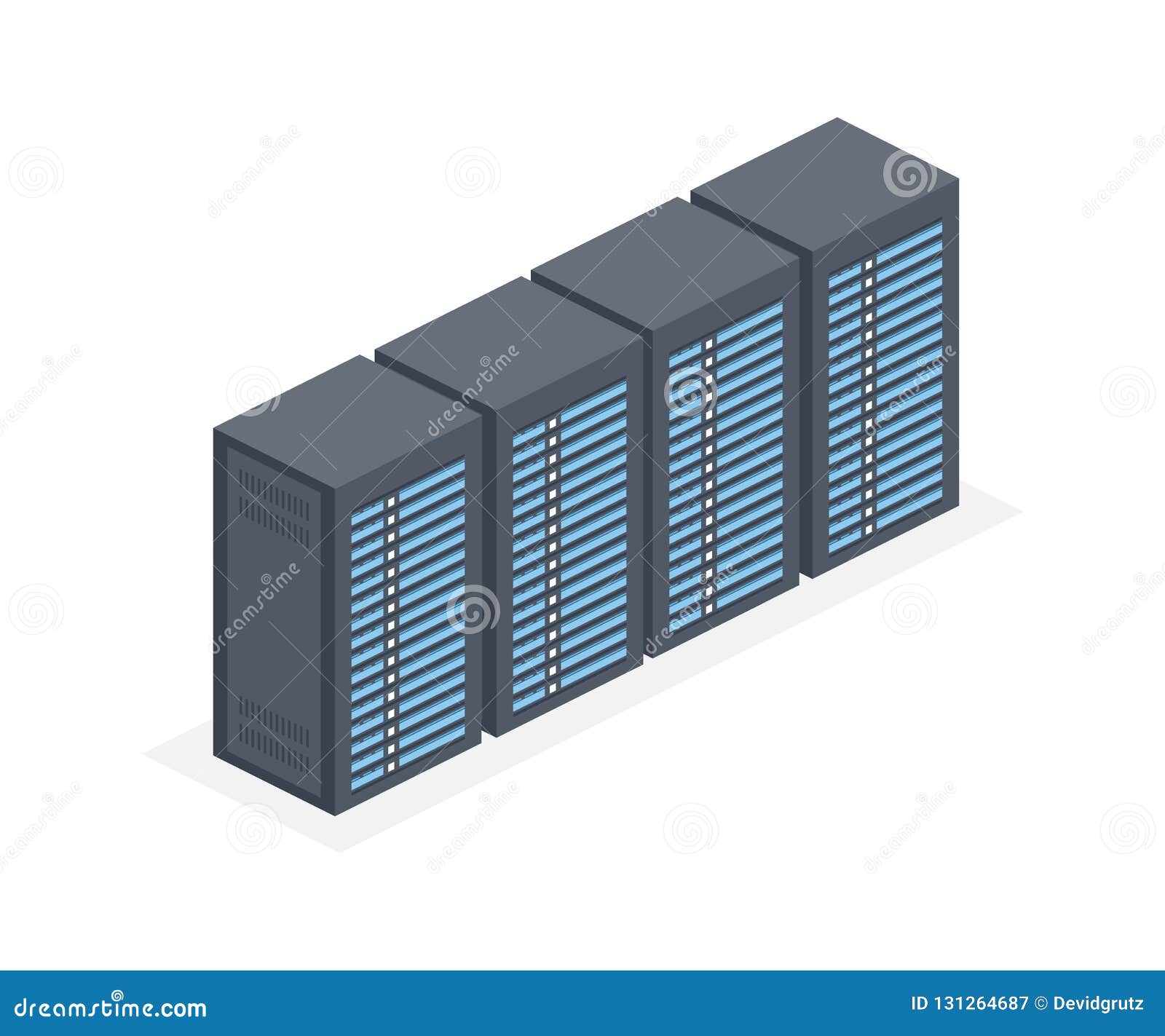 Data Centre with Server Racks Isometric 3D Icon. Internet Network ...