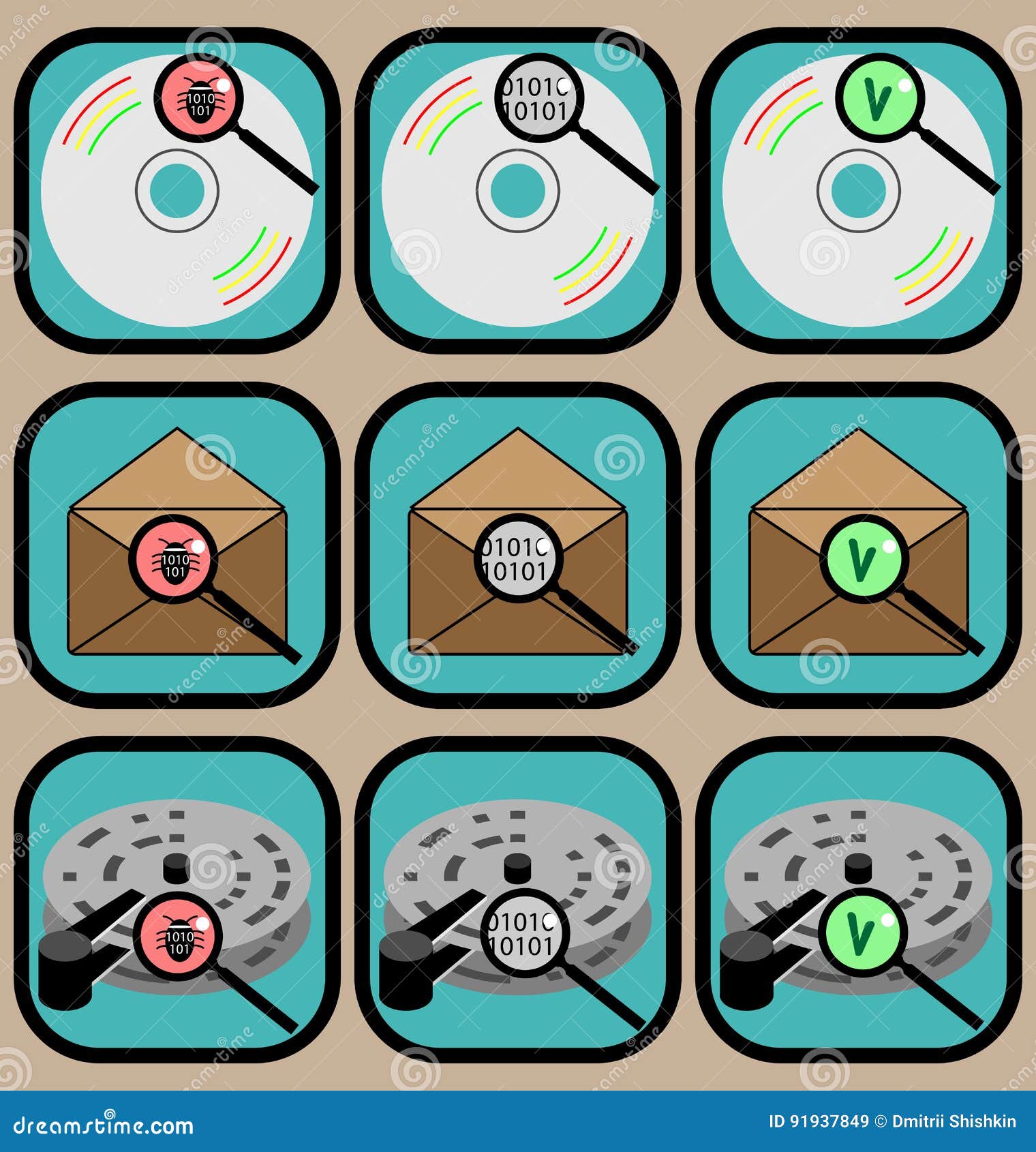 Data check icons set stock vector. Illustration of technology - 91937849