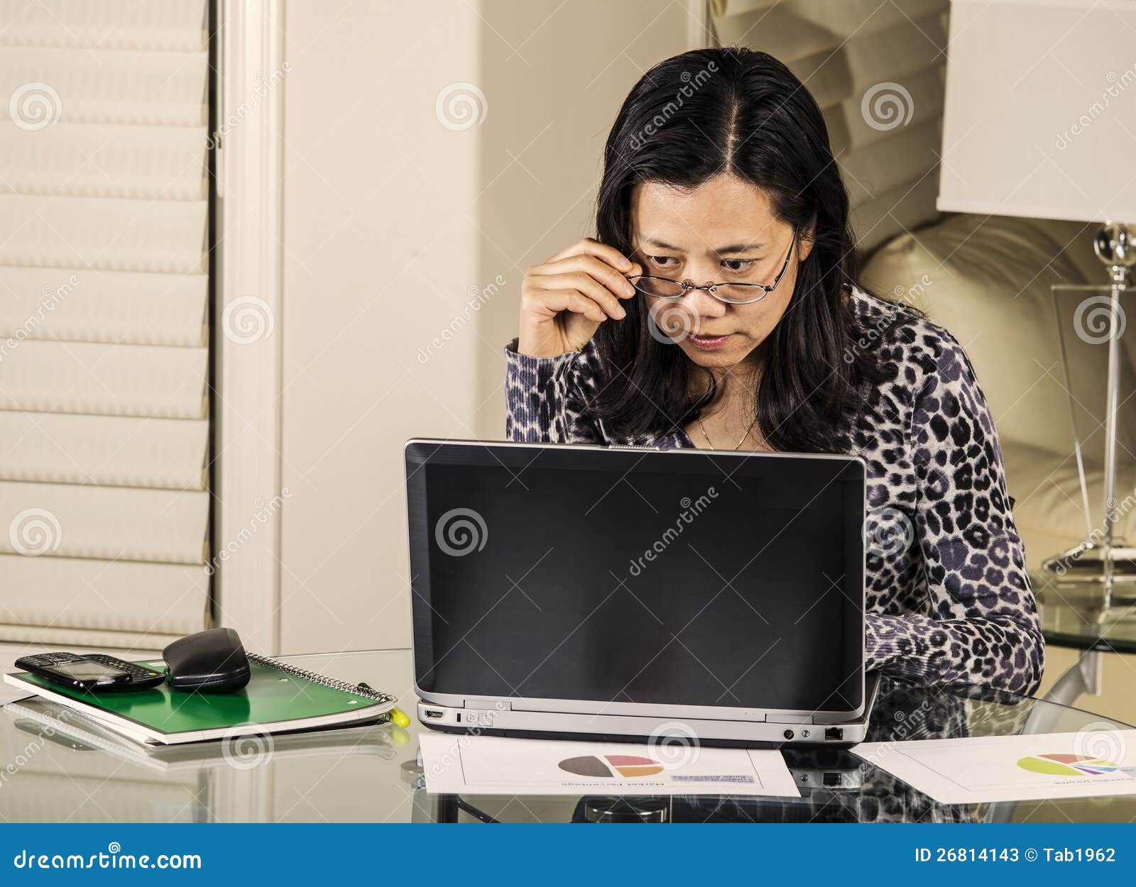Data Check by Women on Computer Stock Image - Image of chinese, indoor ...