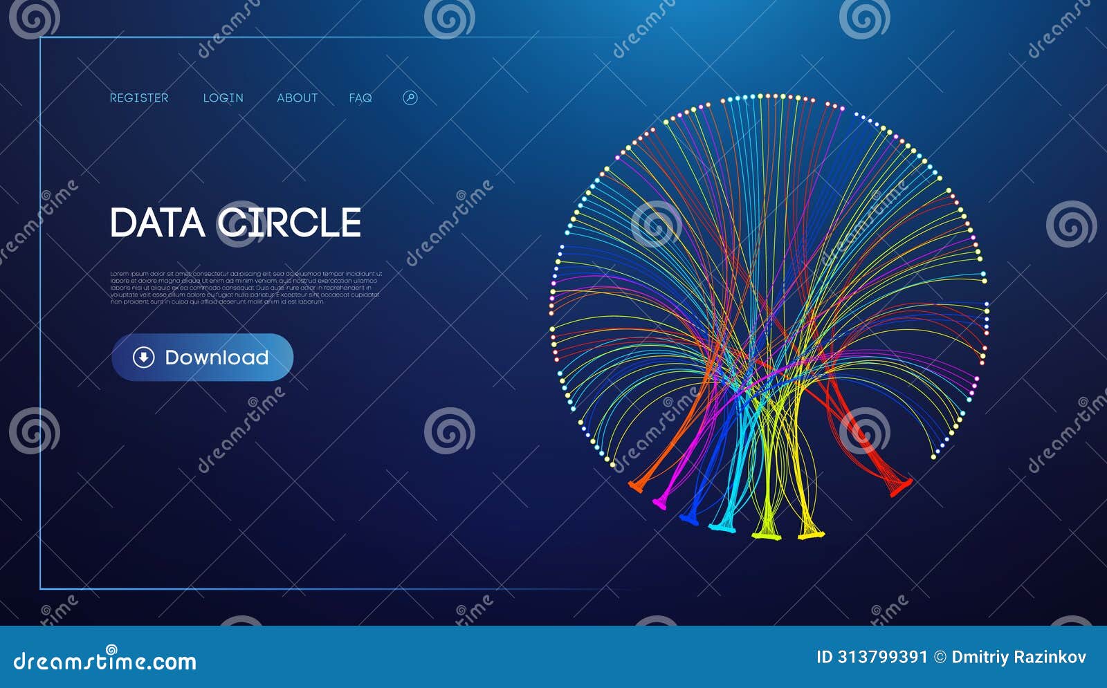 Data Circle Line Flow and Future Technology. Data Stream Cloud Network ...