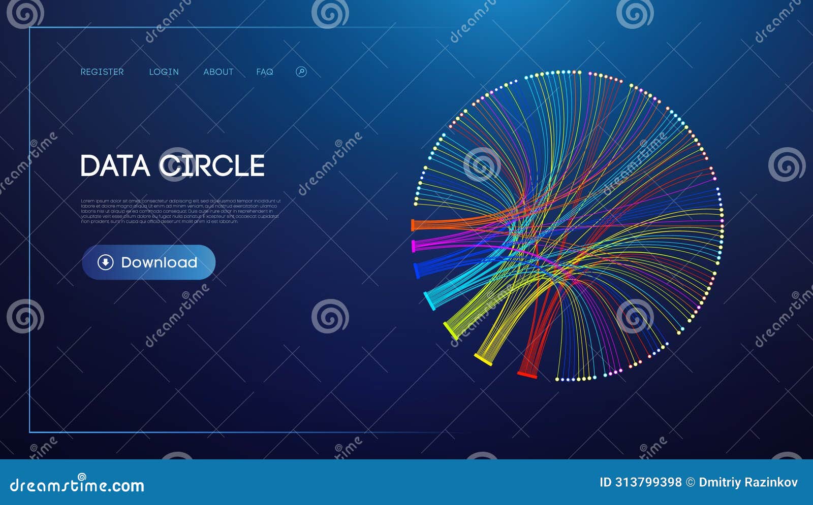 Data Circle Line Flow and Future Technology. Data Stream Cloud Network ...