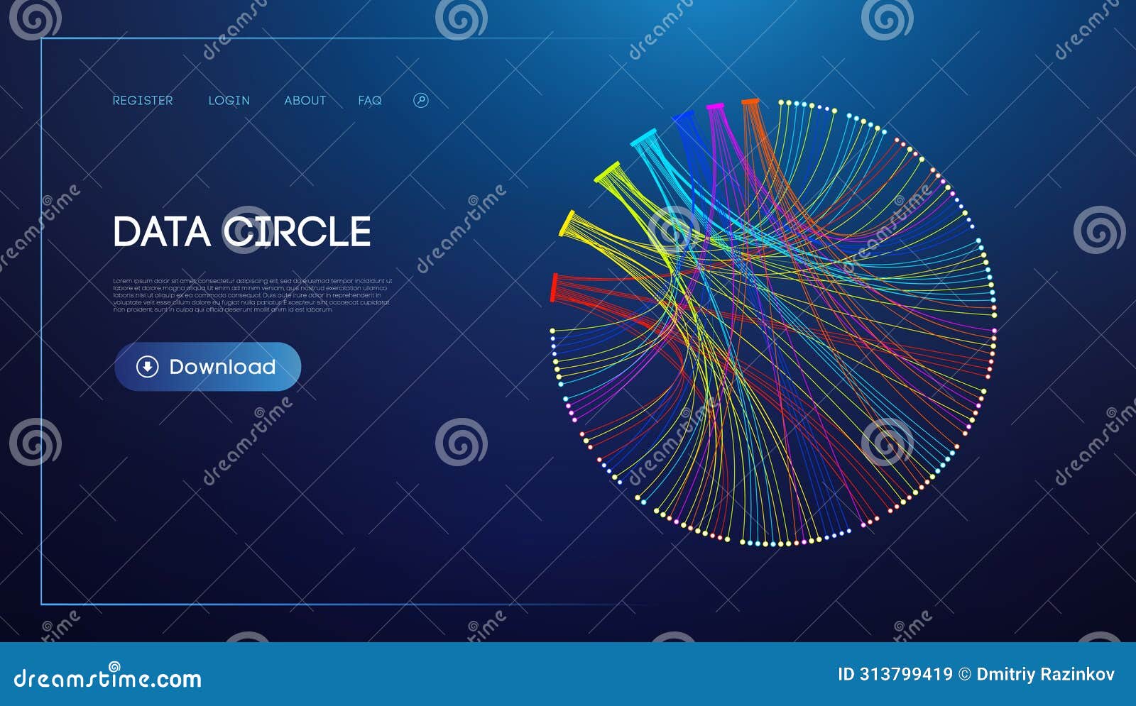 Data Circle Line Flow and Future Technology. Data Stream Cloud Network ...