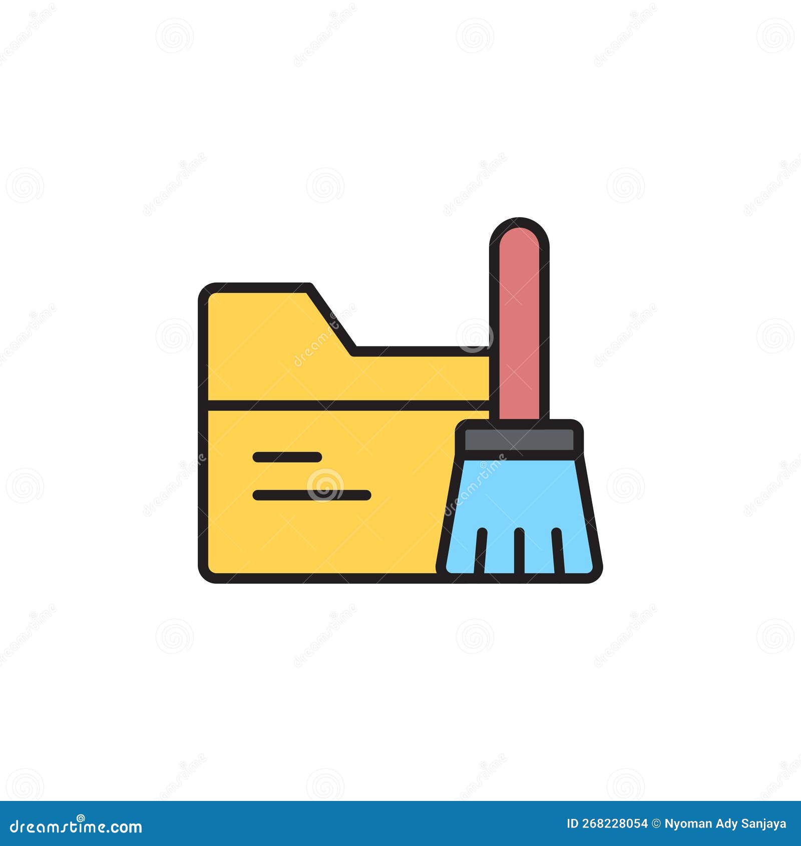 Data Cleaning Filled Color Icon. Database and Brush Linear Style Sign ...