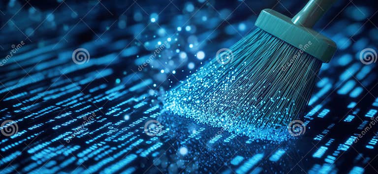 Data Cleaning Process Visualized with Broom Sweeping Digital Code and ...
