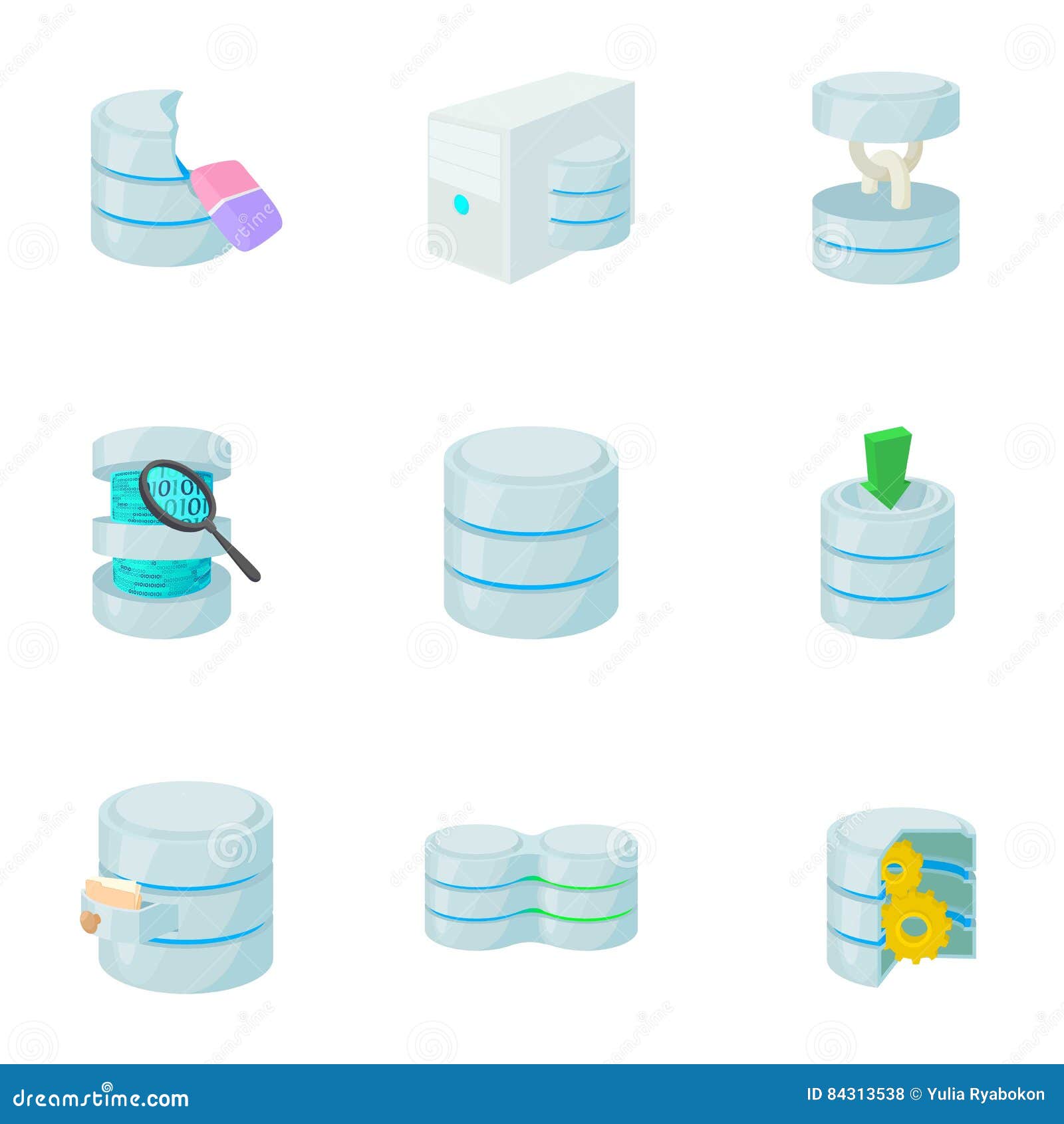 Data Cloud Icons Set, Cartoon Style Stock Vector - Illustration of ...