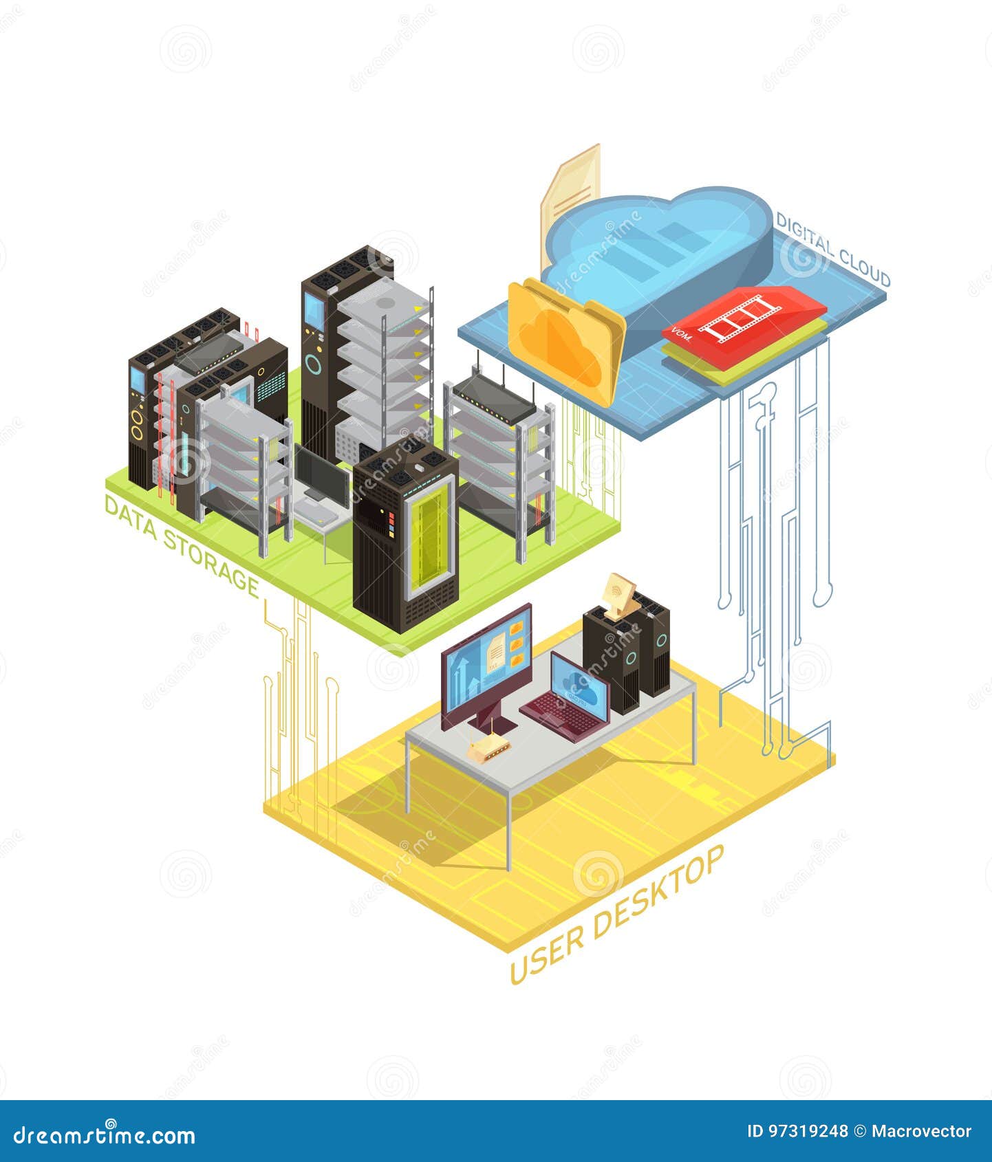 Data Cloud Isometric Infographics Stock Vector - Illustration of ...